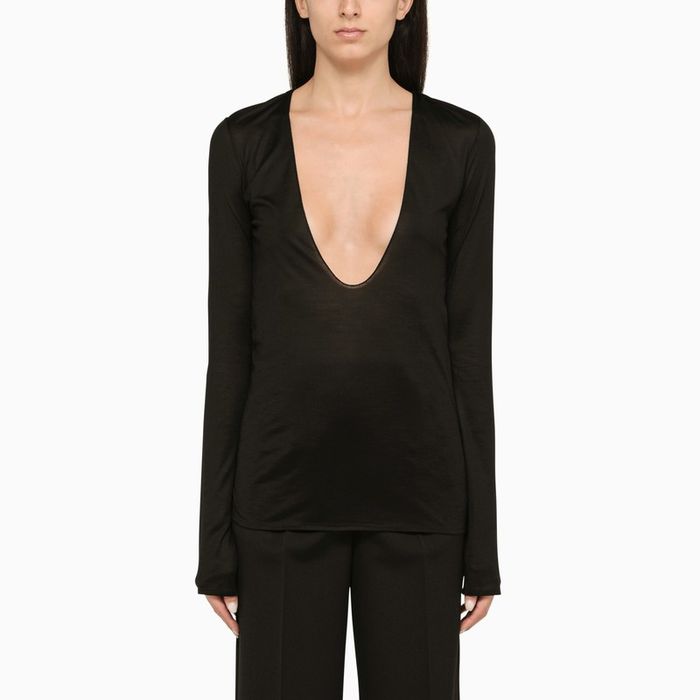Saint Laurent Paris Saint Laurent Black Silk Low-Cut T-Shirt | Grailed Saint Laurent Paris Saint Laurent Black Silk Low-Cut T-Shirt | Grailed