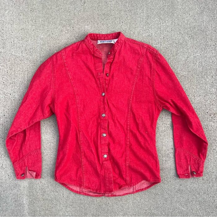 Wrangler 90s Wrangler red button up long sleeve pioneer style shirt ...