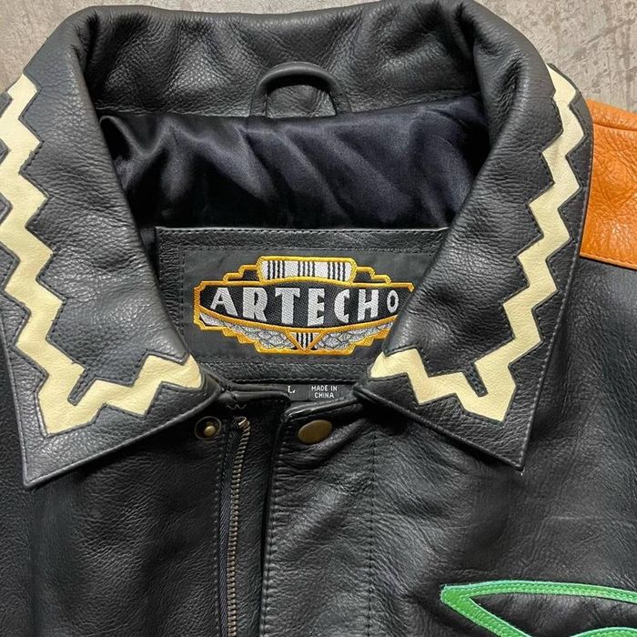 Carhartt Vintage 1990s Western Aztec Leather Jacket Mens Large | Grailed