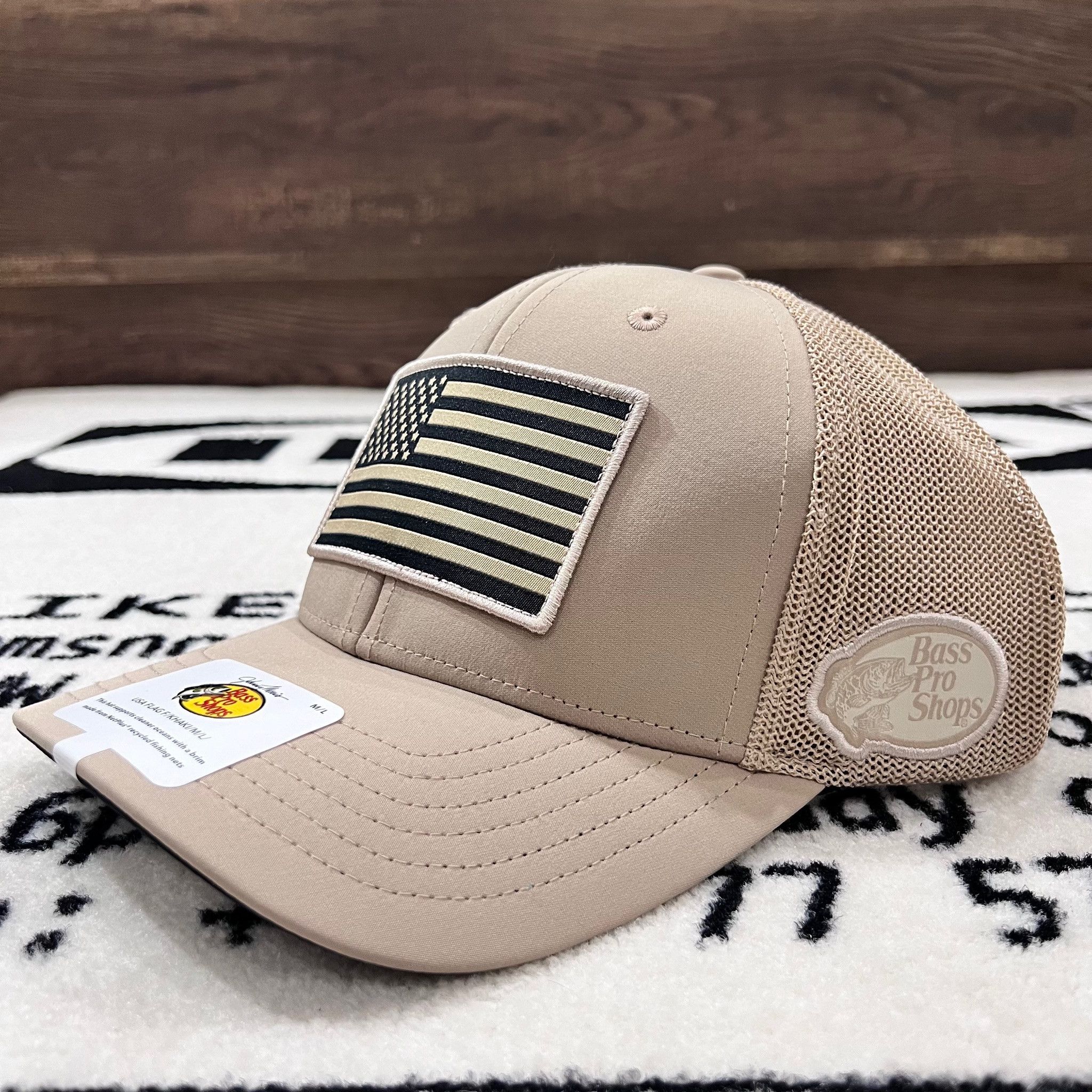 Bass Pro Shops Bass Pro Shops Flag & Logo Trim Stitch on Patch Hat ...