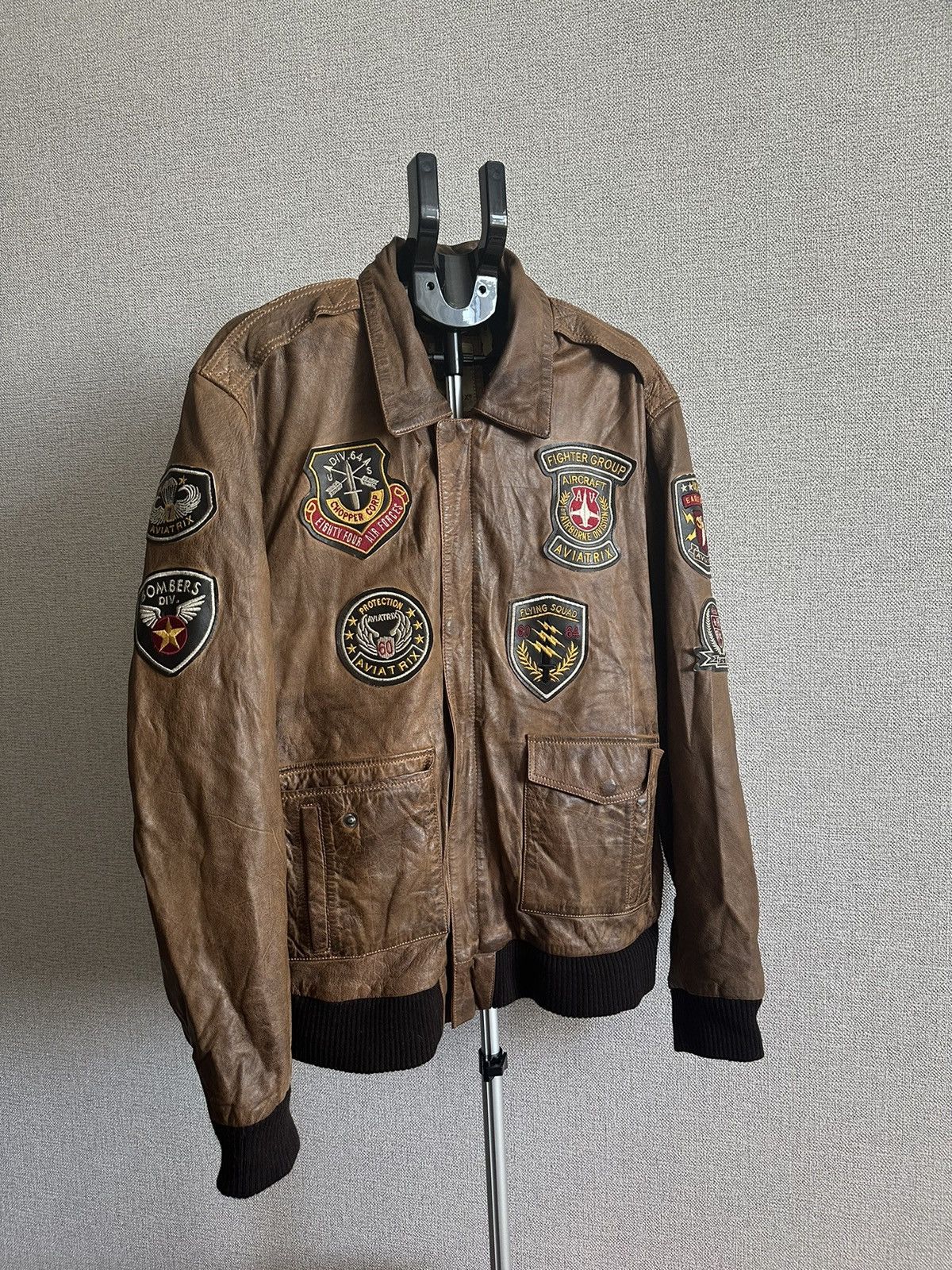 Vintage Vintage Aviatrix Fighter Group Leather Jacket | Grailed