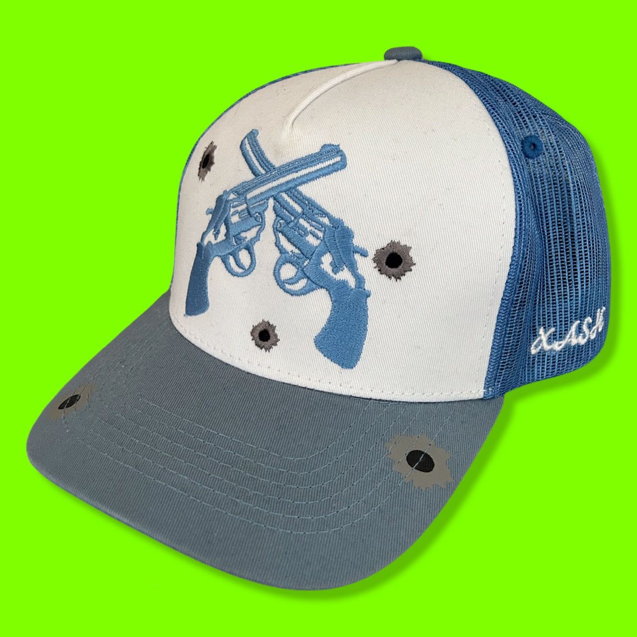 Streetwear Xash Double Revolver Bullet Holes Hat | Grailed