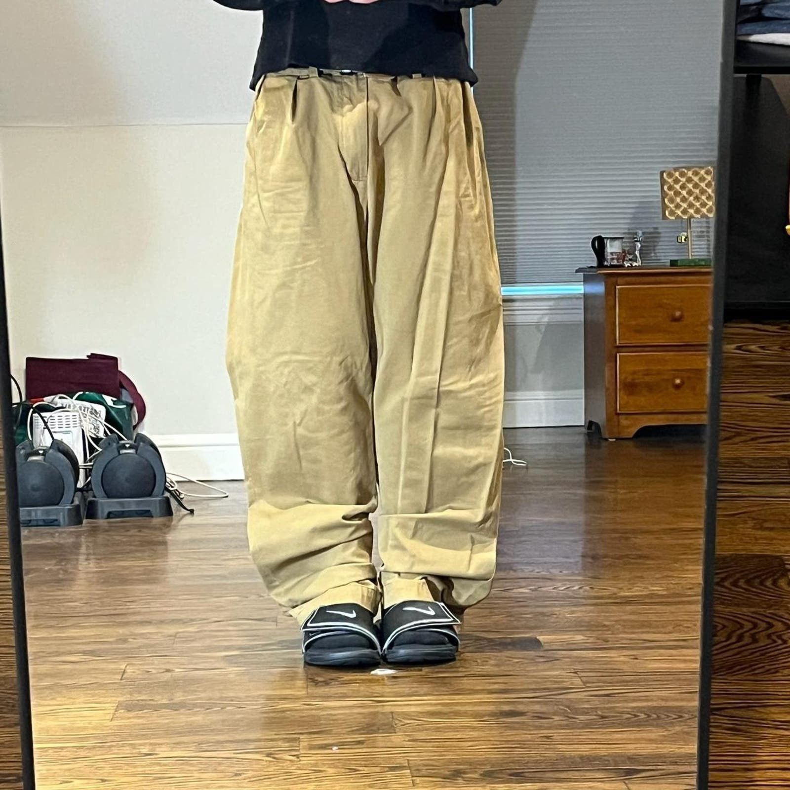 Jnco × Polo Ralph Lauren × Streetwear vintage 2000s baggy wide leg tan polo ralph lauren pants ...