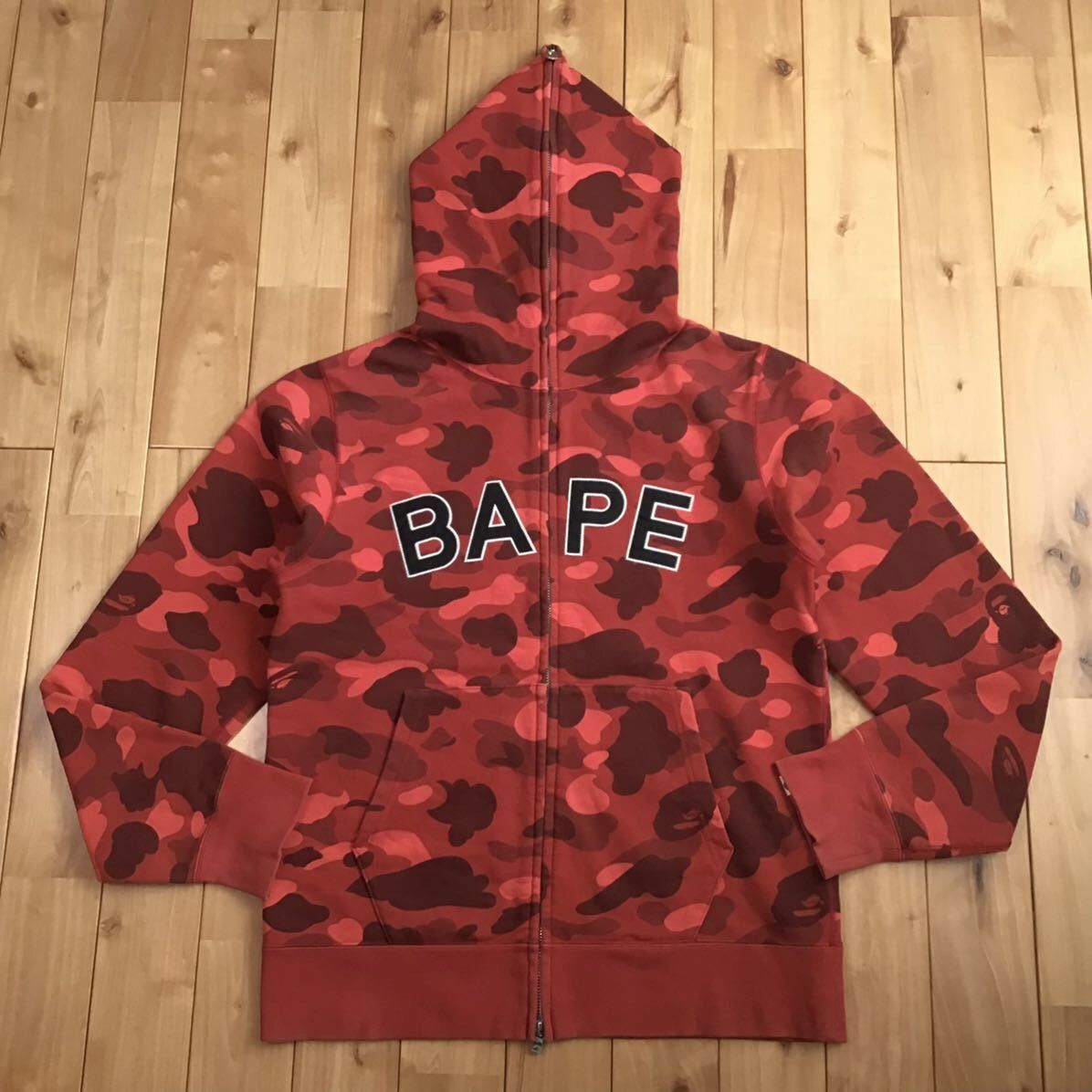 Bape BAPE LOGO Red camo full zip hoodie a bathing ape | Grailed