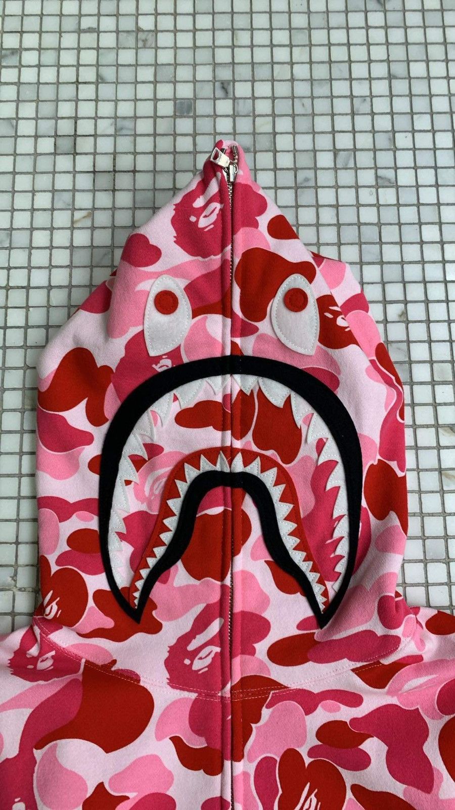 Bape A BATHING APE BAPE PONR ABC CAMO SHARK FULL ZIP HOODIE PINK | Grailed