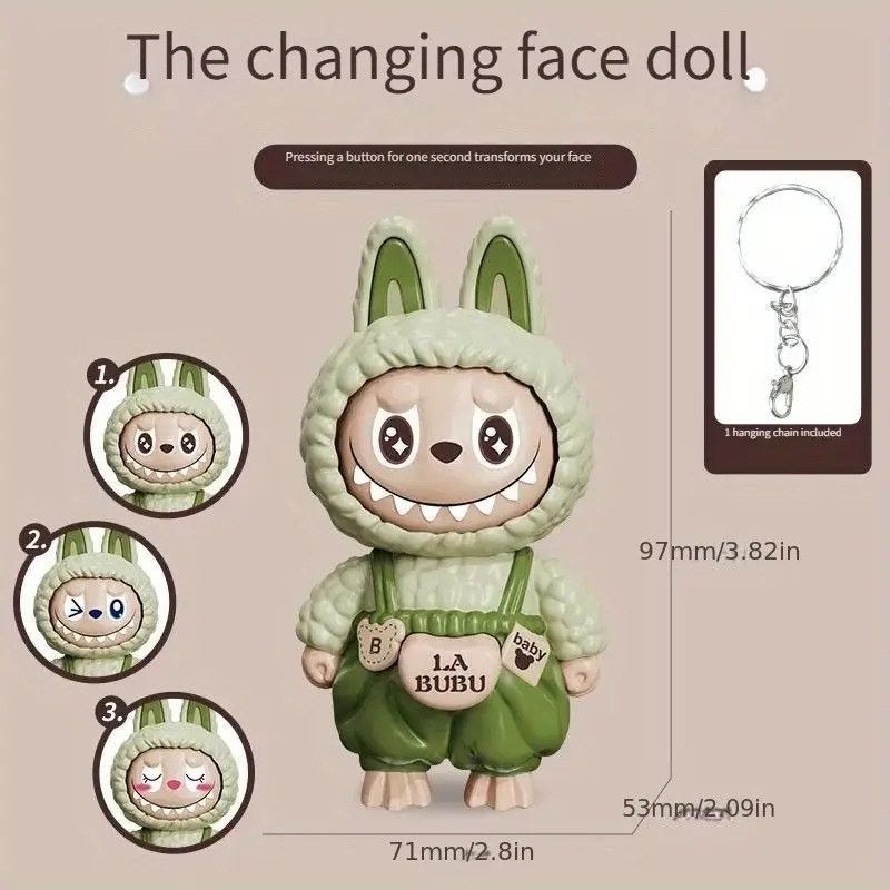 1 Labubu 3D Popmart Face Changing Keychain - green | Grailed