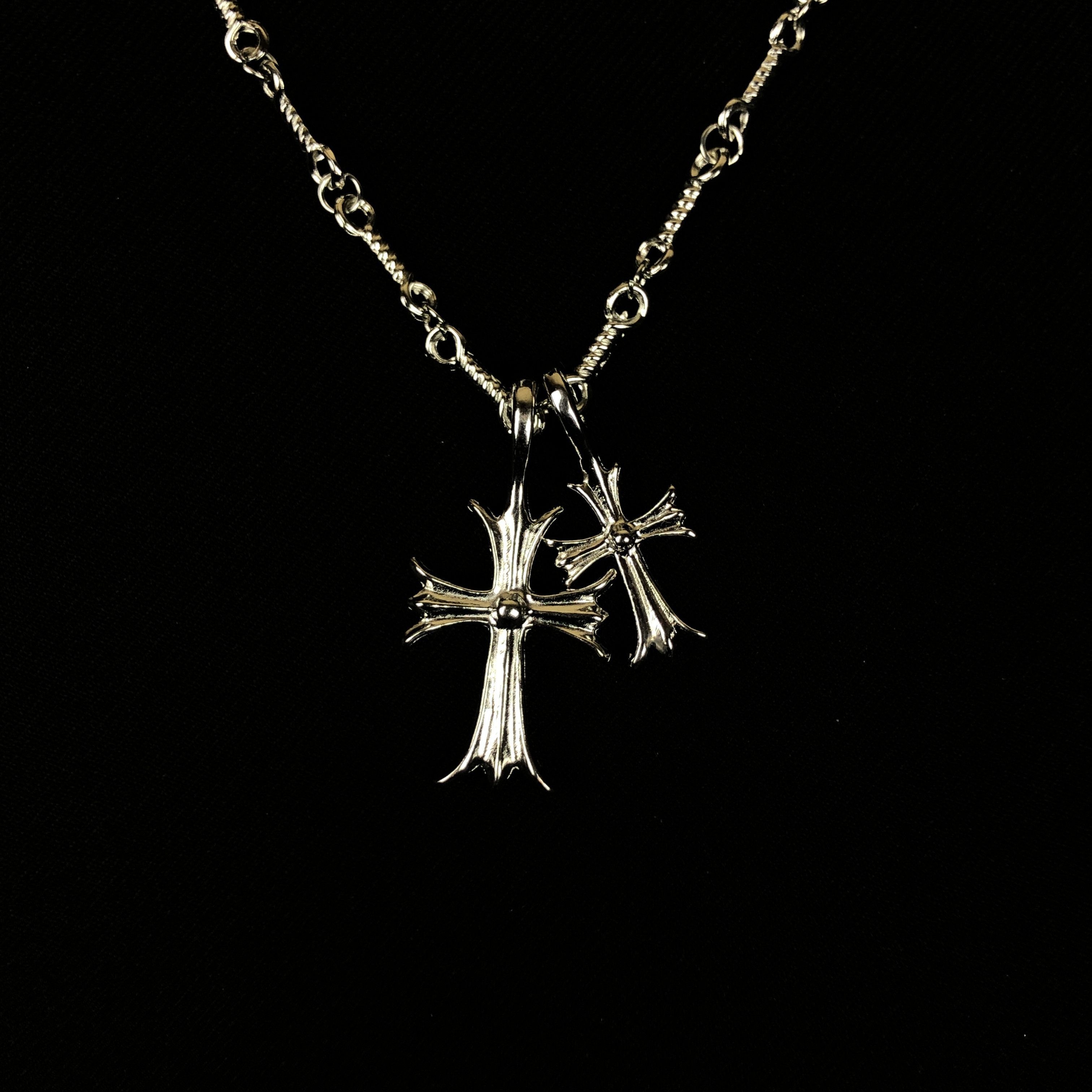 Chain Double Cross Necklace Punk Gothic | Grailed