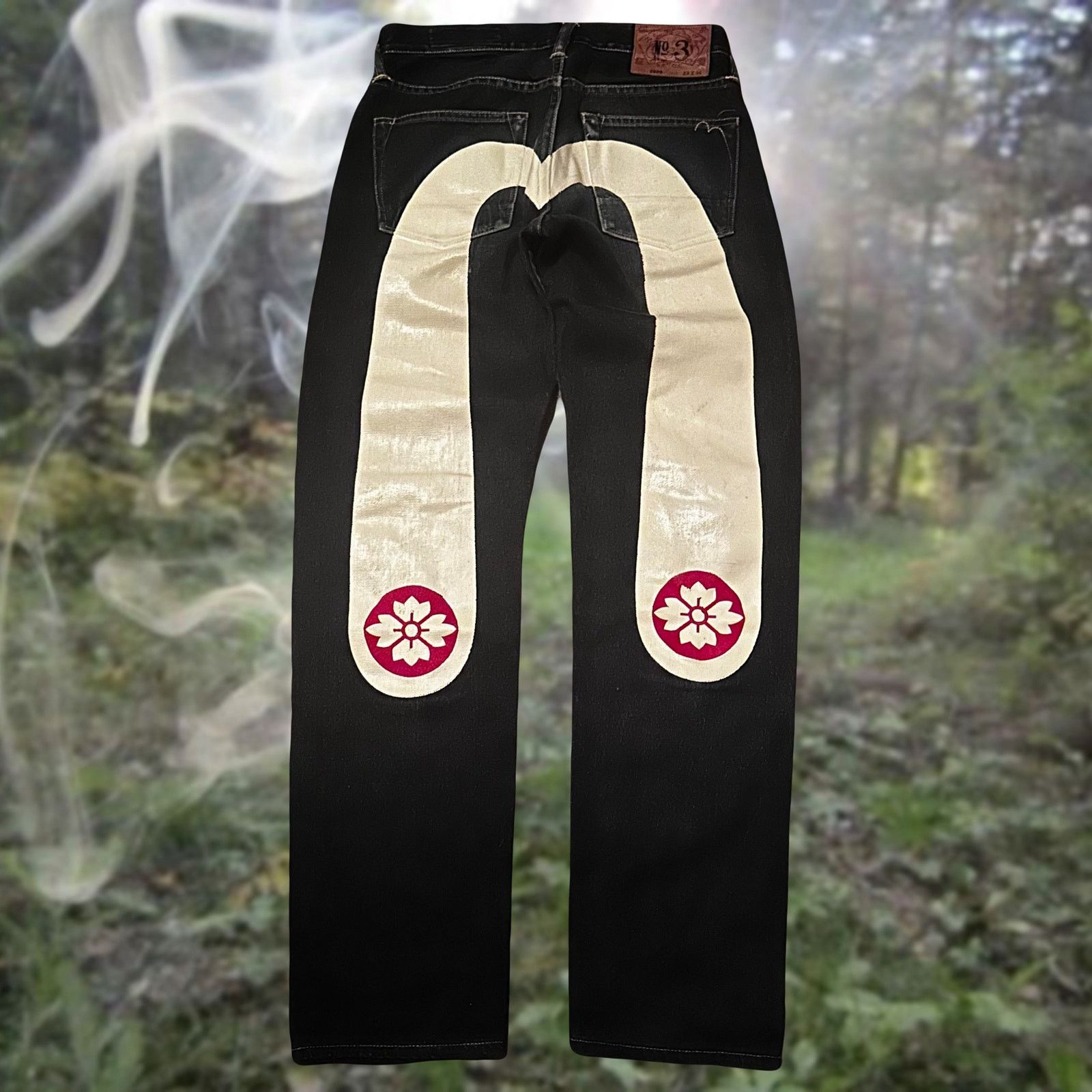 Evisu y2k Evisu denim big m logo daicock painted design jeans | Grailed