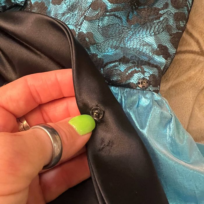 Vintage 80s Dirty Dancing Aqua Blue Black Lace Ruffled Prom Dress | Grailed