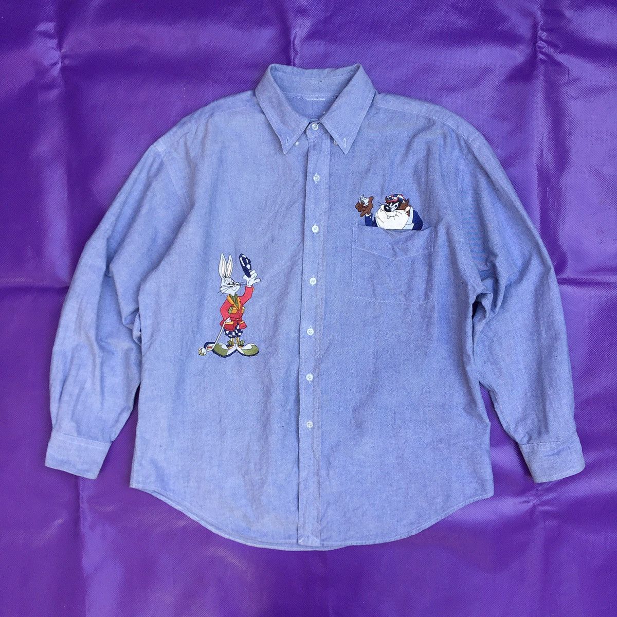 Vintage × Warner Bros 90s Taz & Bugs bunny button shirt | Grailed