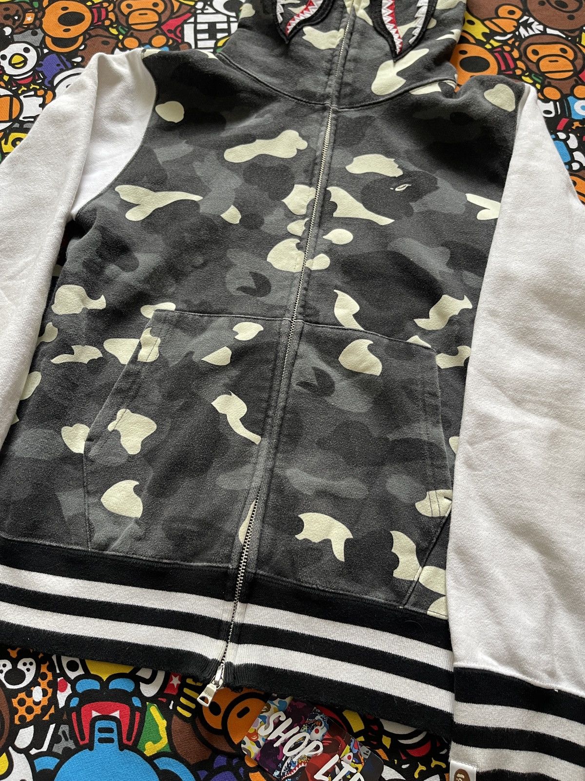 Bape A Bathing Ape City Camo Shark Varsity Jacket | Grailed