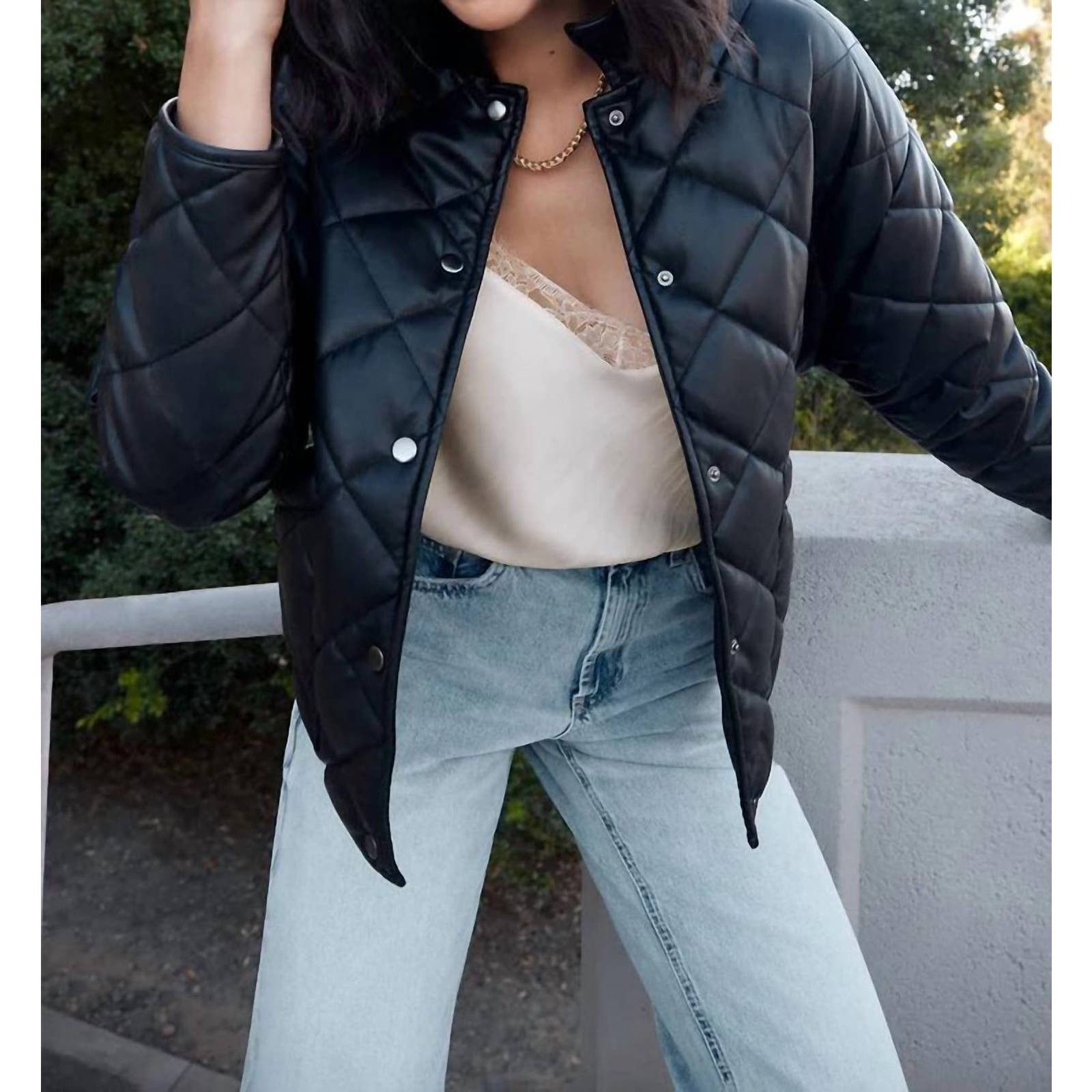 Z Supply Z SUPPLY Heritage Quilted Faux Leather Jacket In Black | Grailed