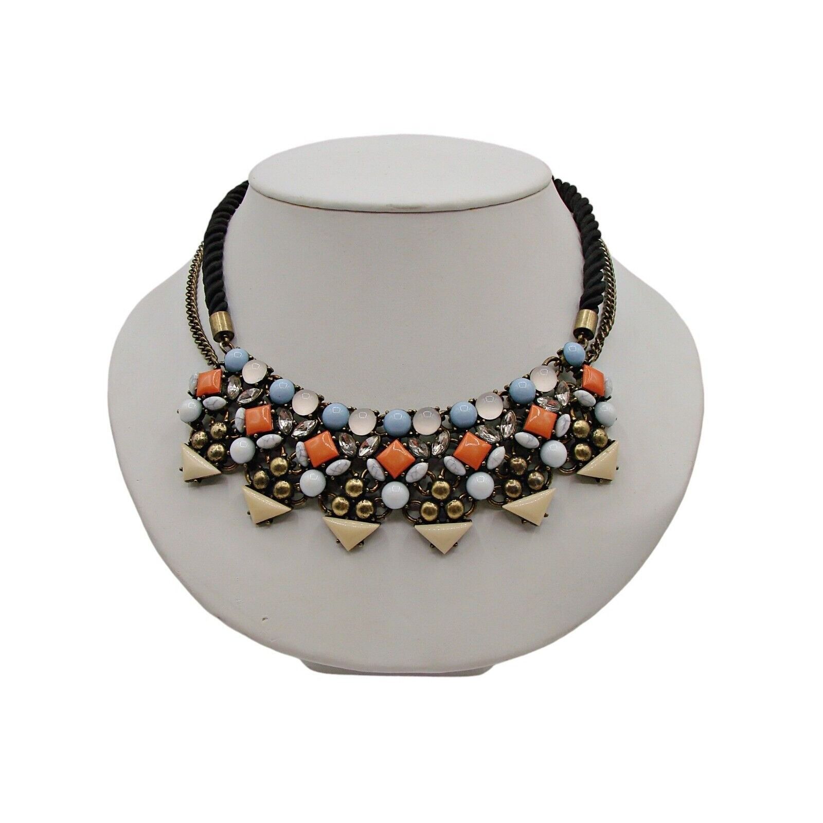 Vintage Sugarfix Baublebar Necklace Blue Moonglow Stone Marble Chord ...