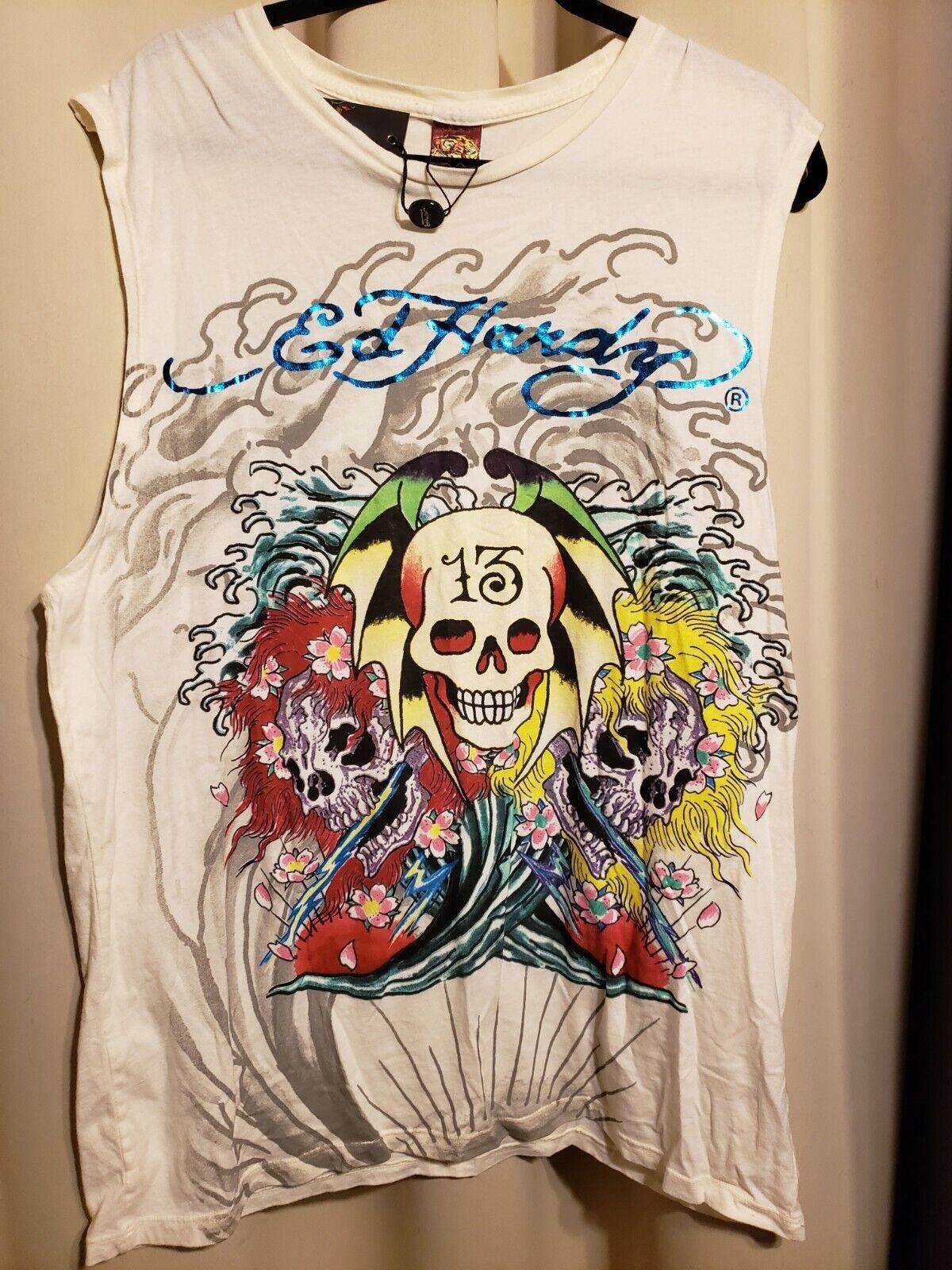 Ed Hardy 95C Vintage Ed Hardy 90's Y2K Skulls 13 Tank Tshirt | Grailed