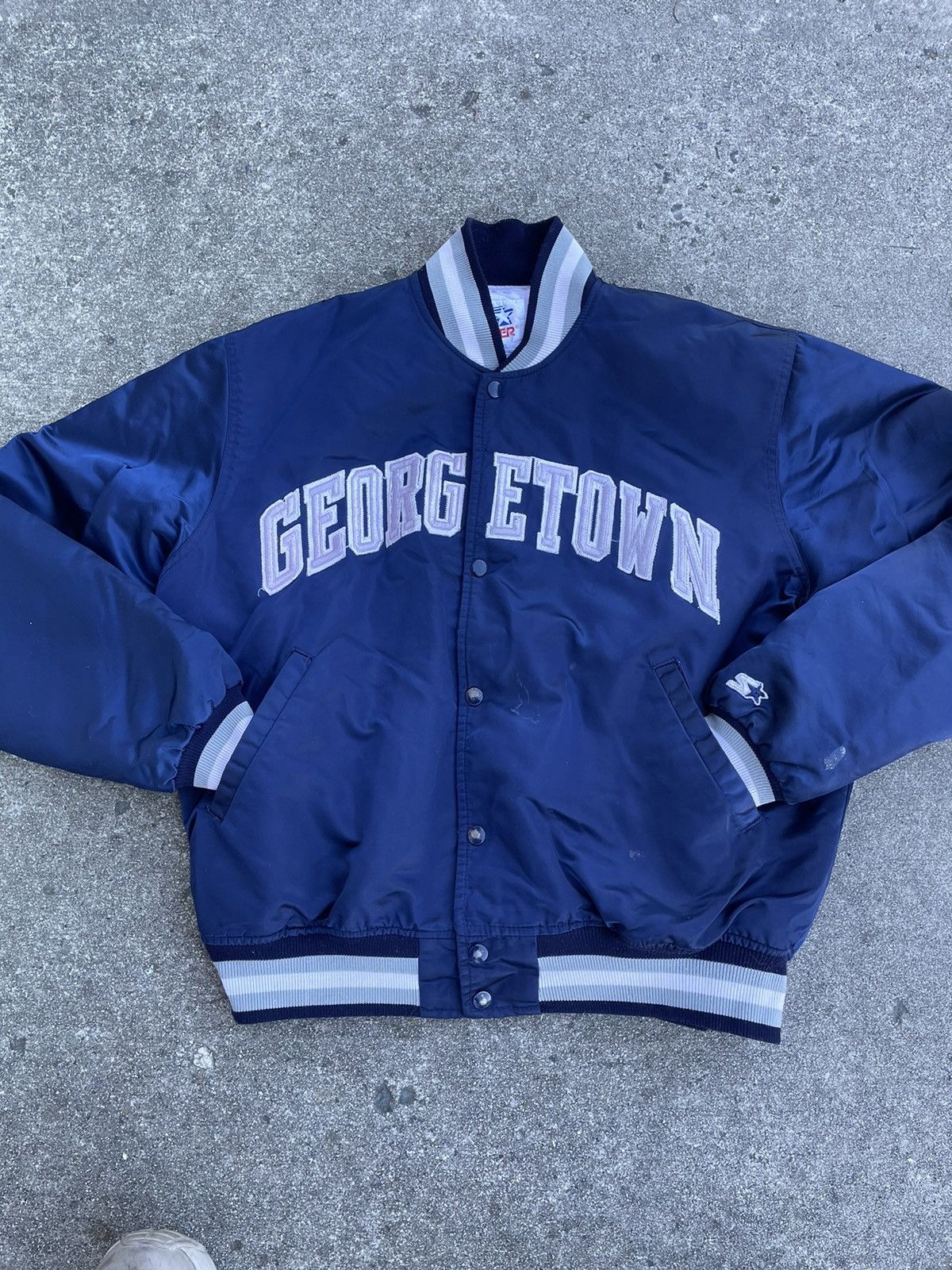 Starter × Streetwear × Vintage rare vintage 80s Georgetown Hoyas satin ...