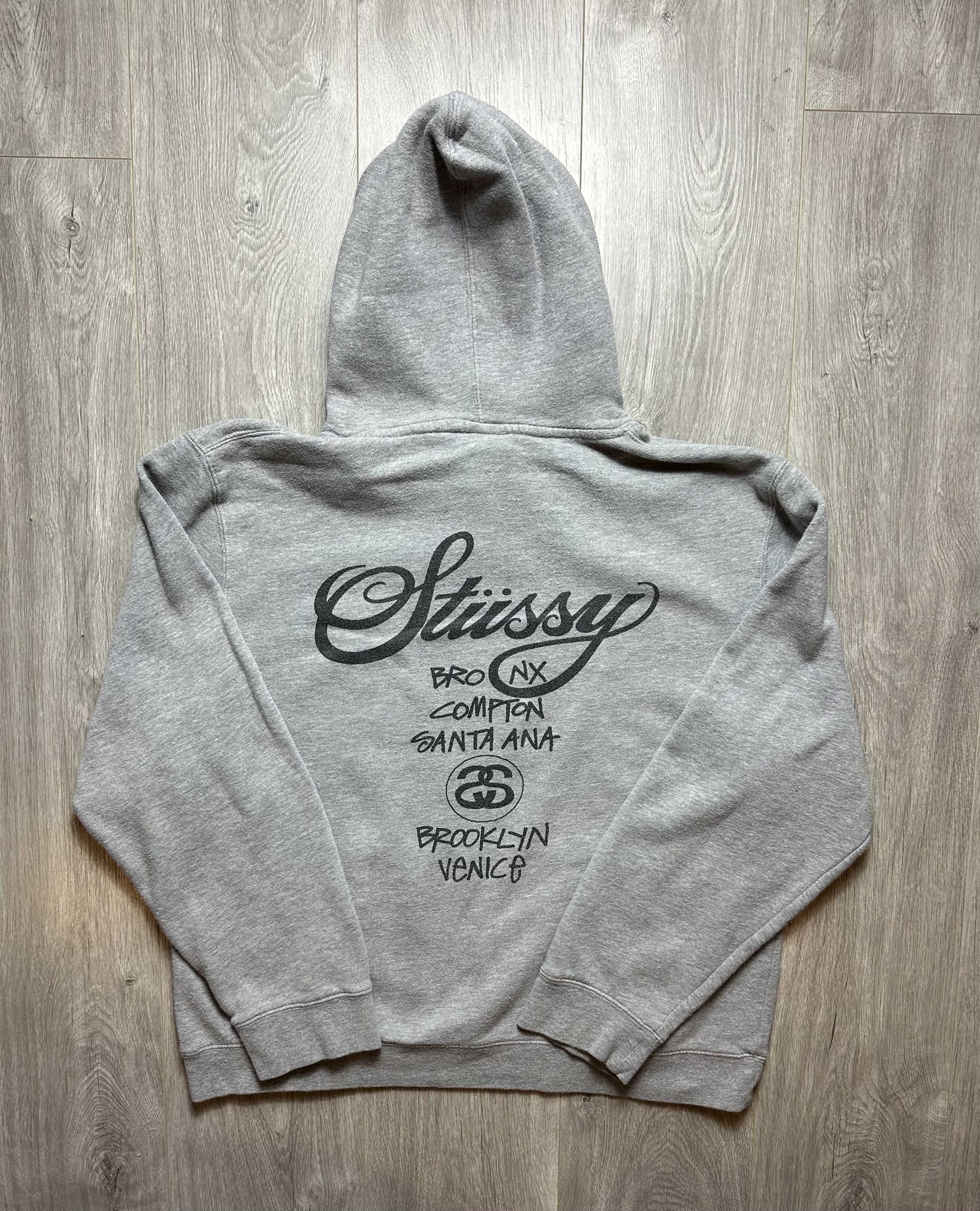 Streetwear × Stussy Stussy OG Spellout back Script Pullover Hoodie ...
