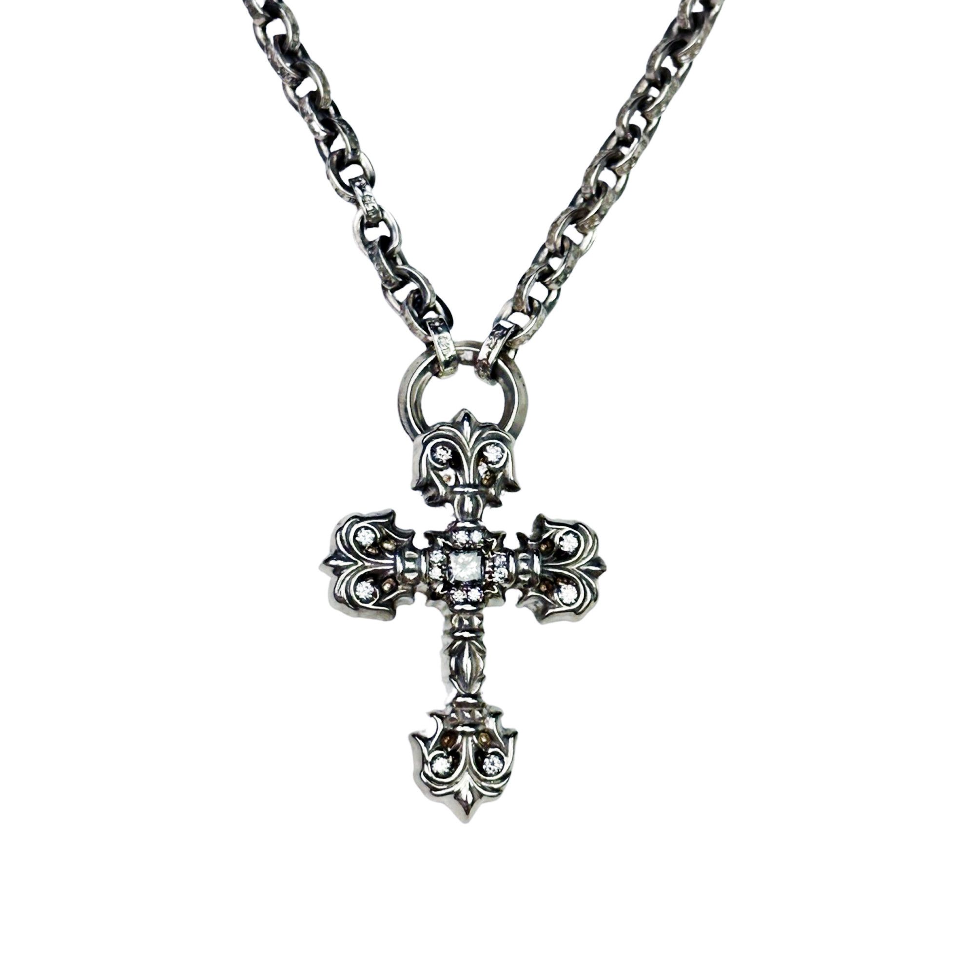 Chrome Hearts Chrome Hearts Filigree Cross Pave Diamond with Paper ...
