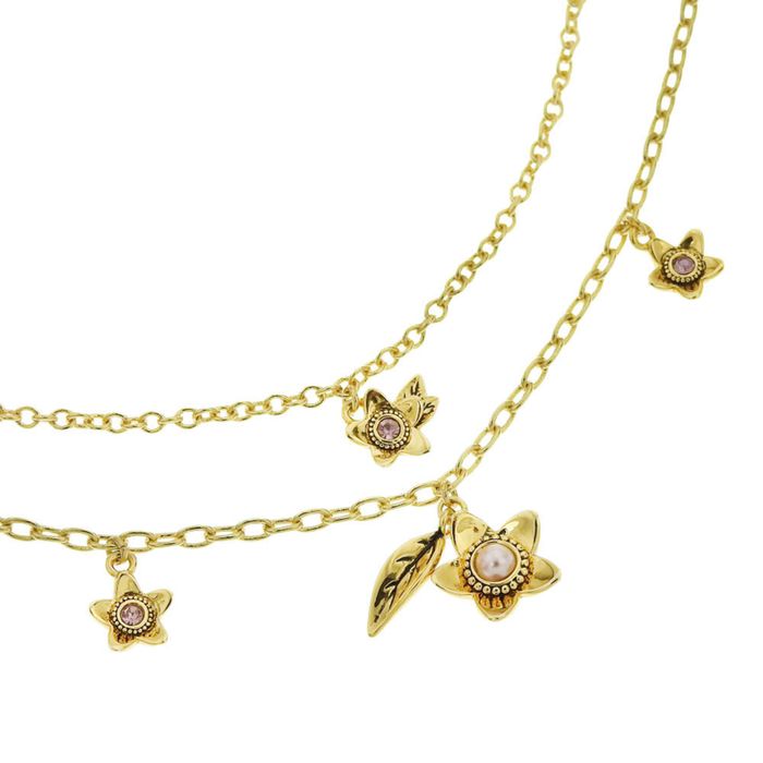 Coach Coach Flower Necklace Double Slide Adjuster Gold Plated Women's ...