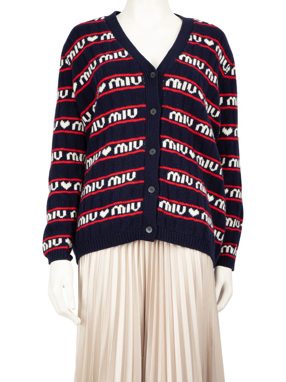 Miu Miu Logo-Intarsia Wool Knit Cardigan | Grailed