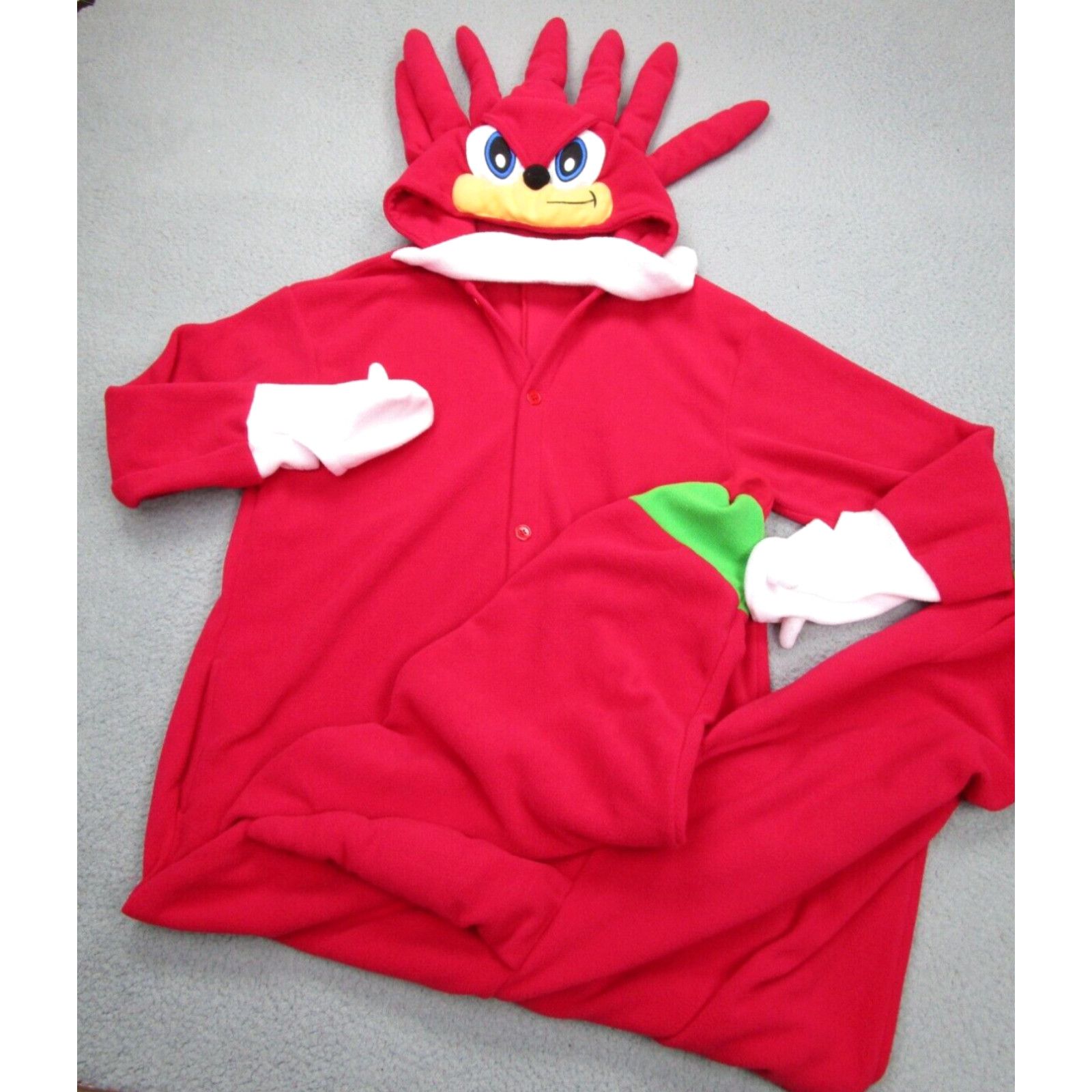 Vintage Knuckles Jumpsuit Costume Pajama Hoodie One Piece Cosplay ...