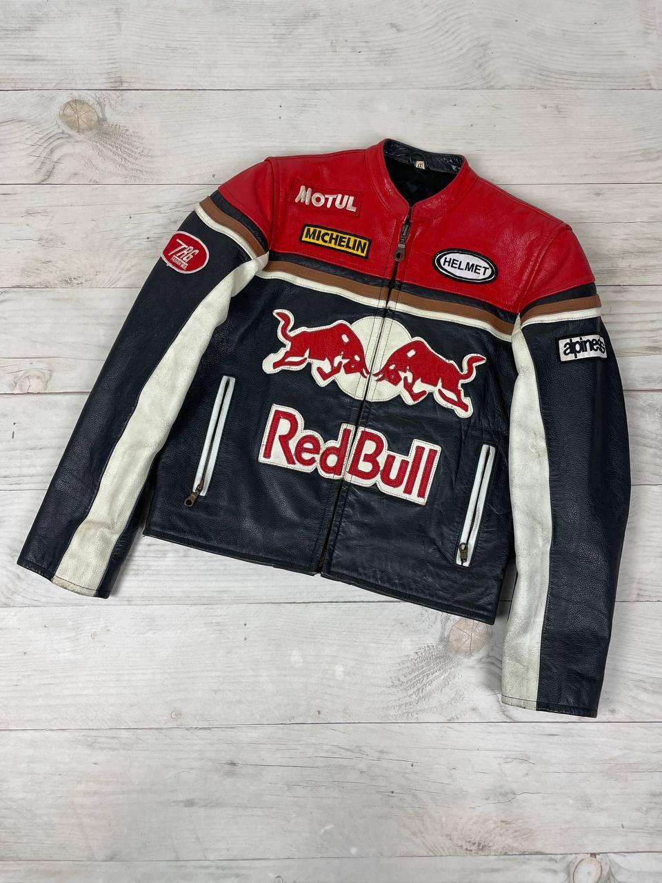 Vintage Vintage Red bull Racing Leather Jacket Motorsport Big Logo ...