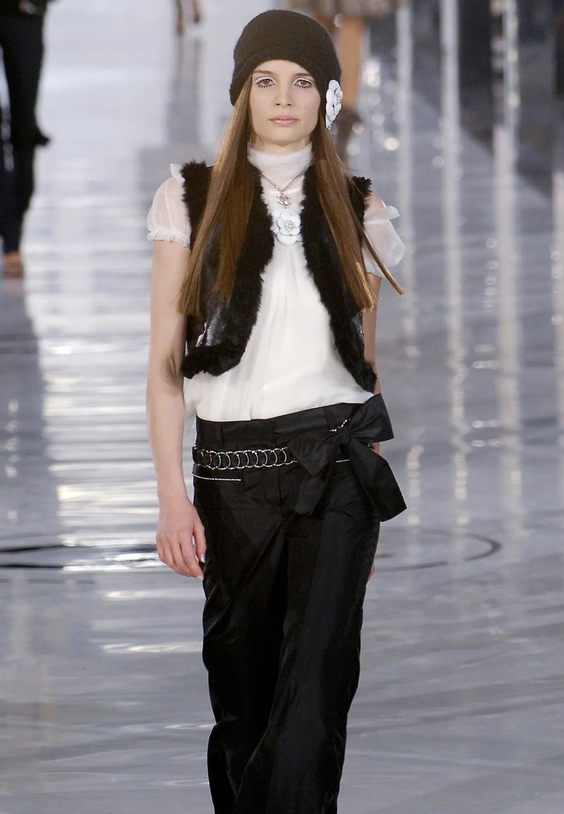 Chanel Chanel Fall 2005 Runway Leather Biker Fur Rabbit Vest Jacket ...