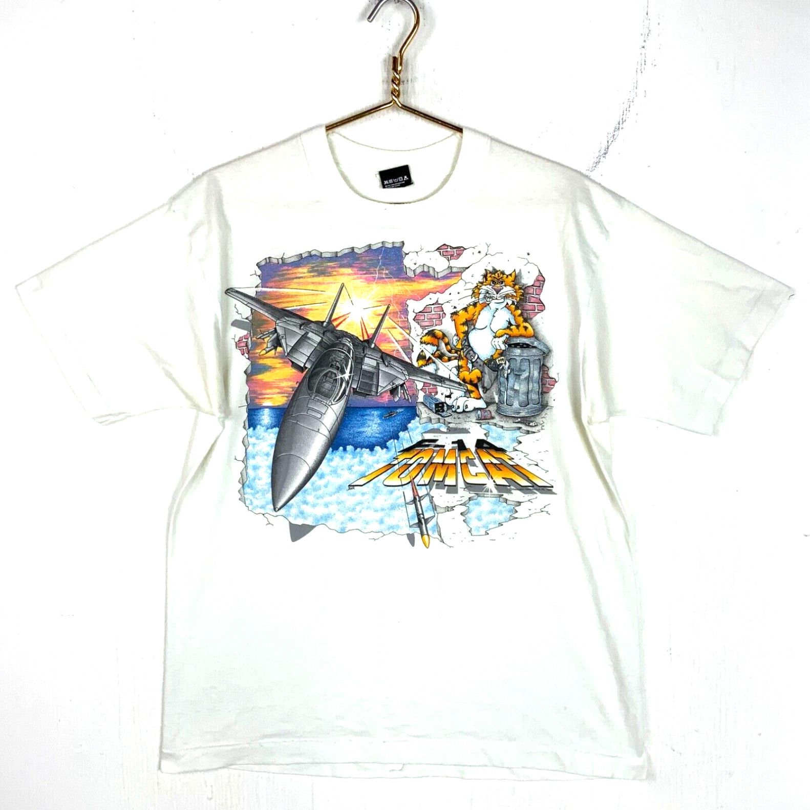 Screen Stars Vintage F-14 Tomcat Fighter Jet T-Shirt Extra Large White ...