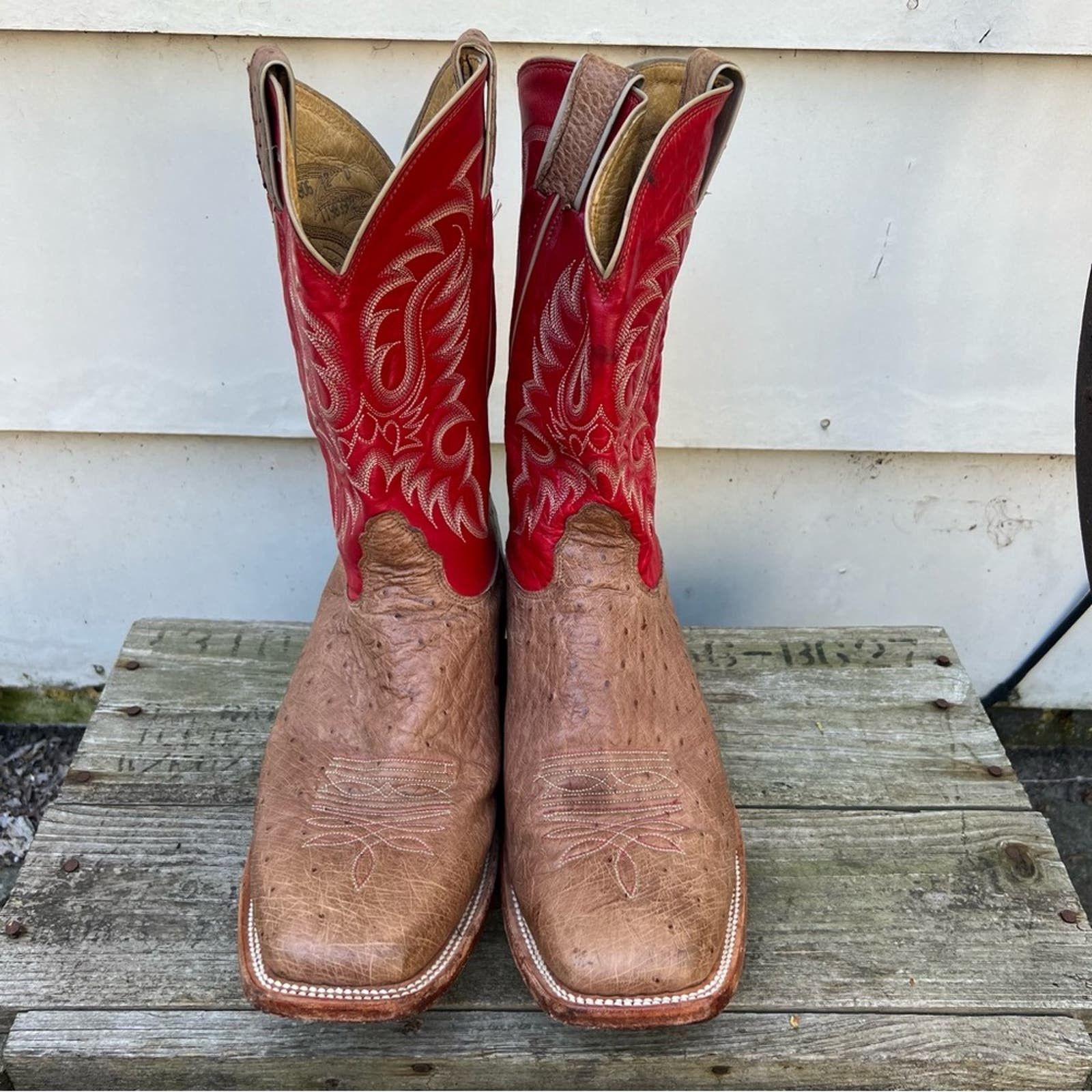 Nocona Nocona Smooth Quill Ostrich Rancher Square Toe Cowboy Boots | Grailed