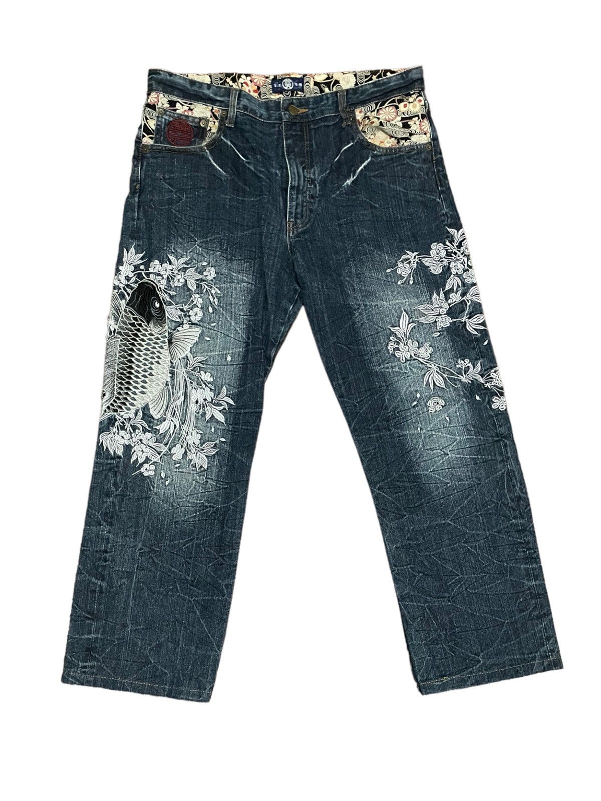 Japanese Brand × Streetwear Japan Buden Sho Koi Embroidered Art Jeans ...
