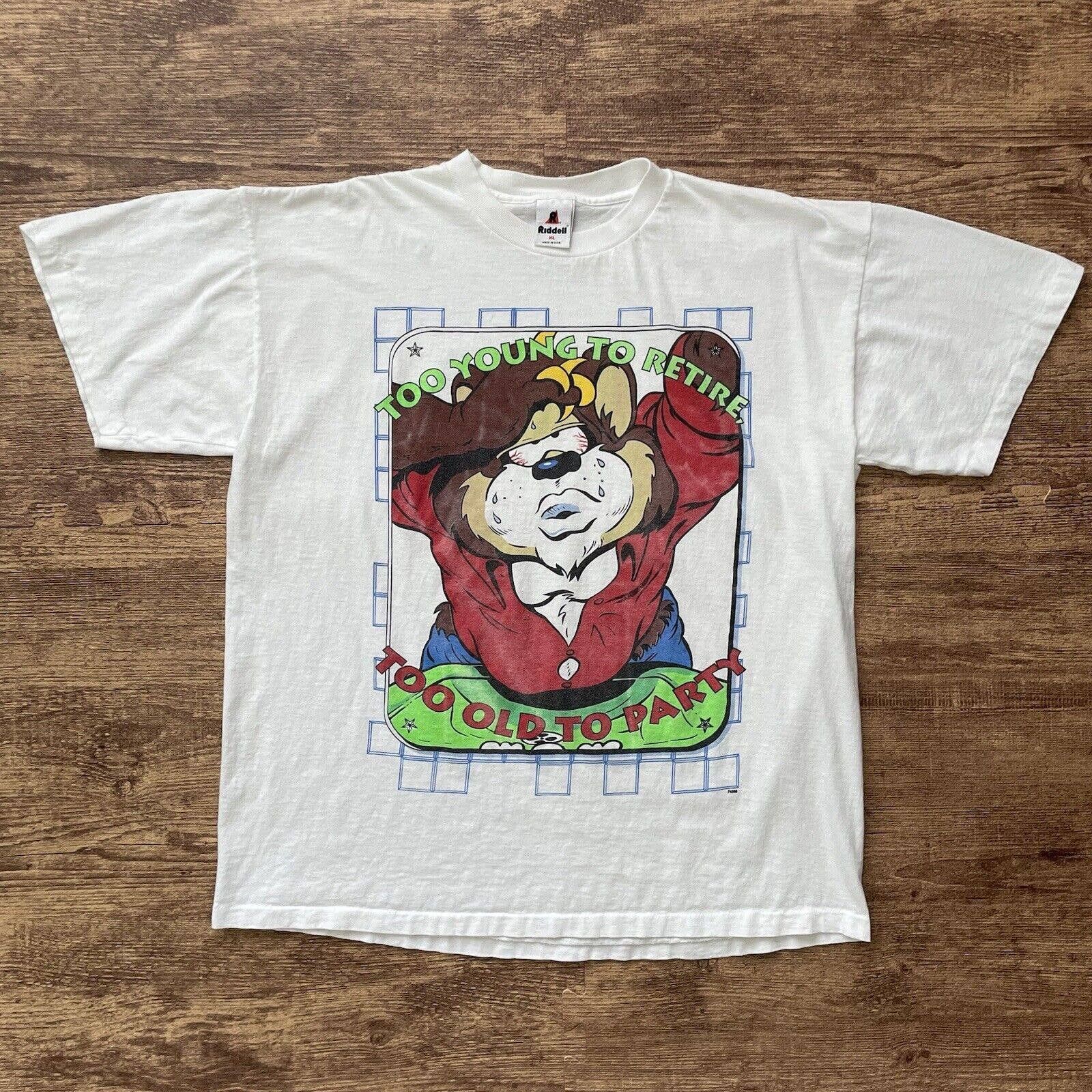 Vintage Vintage 1990s Cartoon Too Young To Retire To Old To Party XL ...