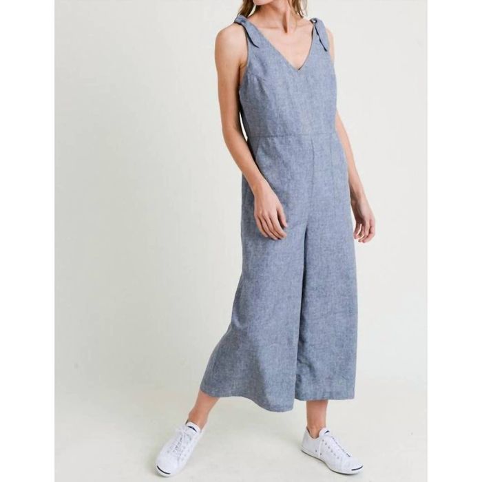 Designer DOE AND RAE Wide Leg Cropped Jumpsuit In Blue | Grailed