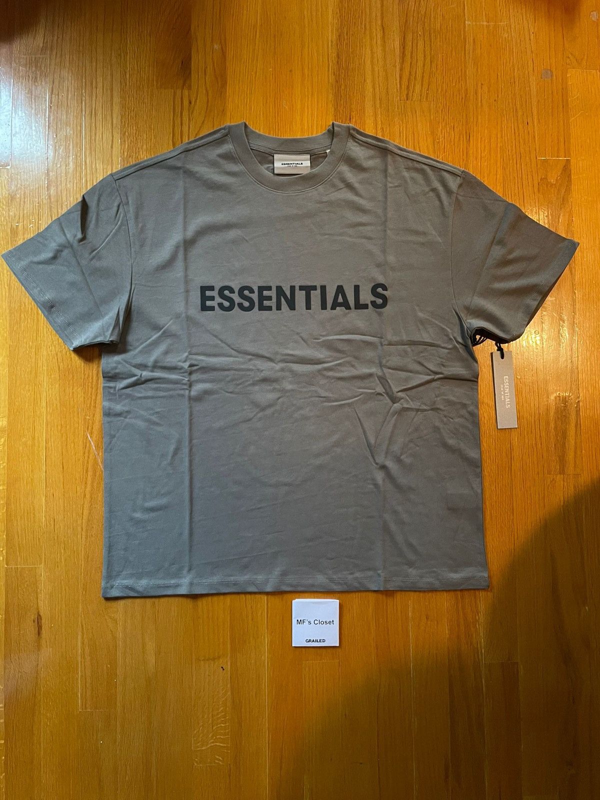 Fear of God Fear of God Essentials Applique Logo TShirt Wood Grey ...