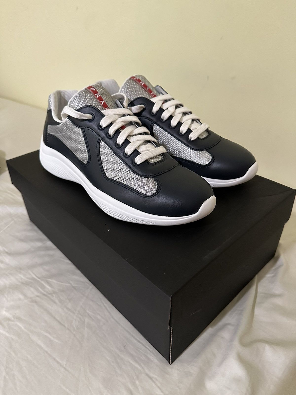 Prada Prada Americas Cup Navy Blue Sneakers | Grailed