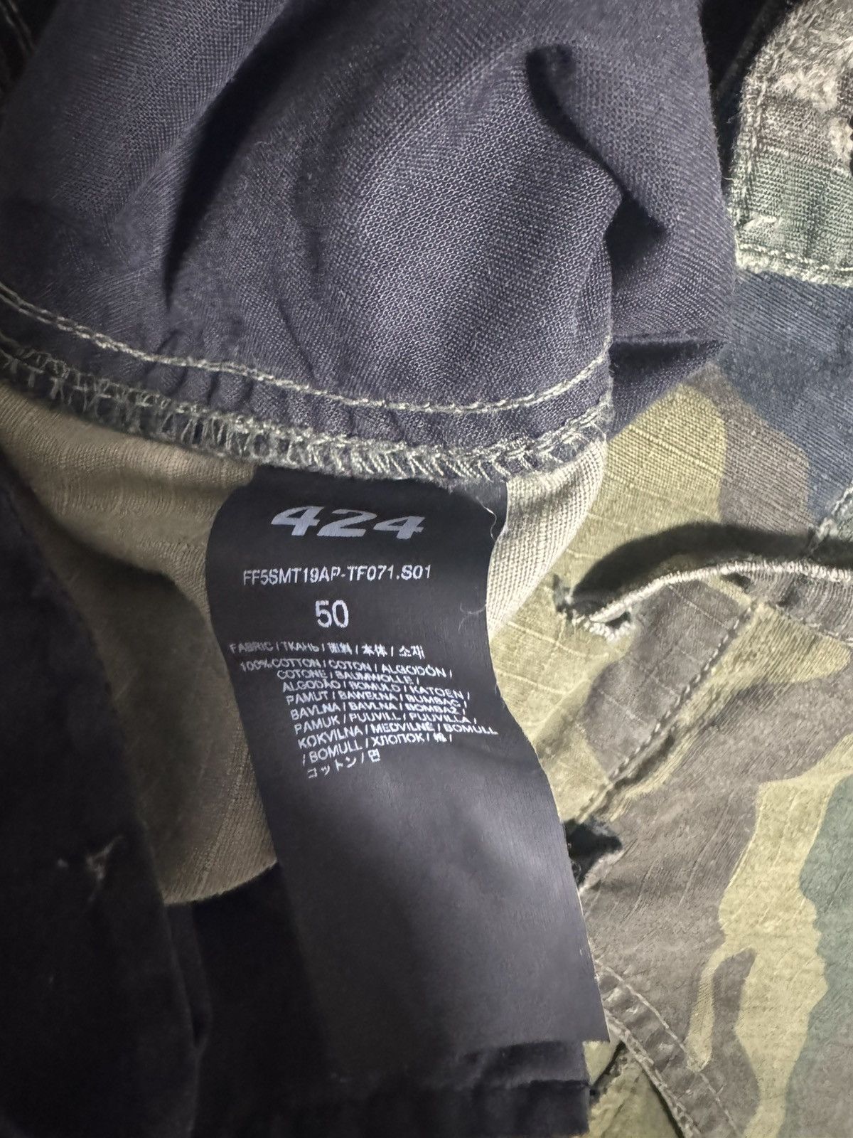 424 424 Camo Distressed Shorts | Grailed