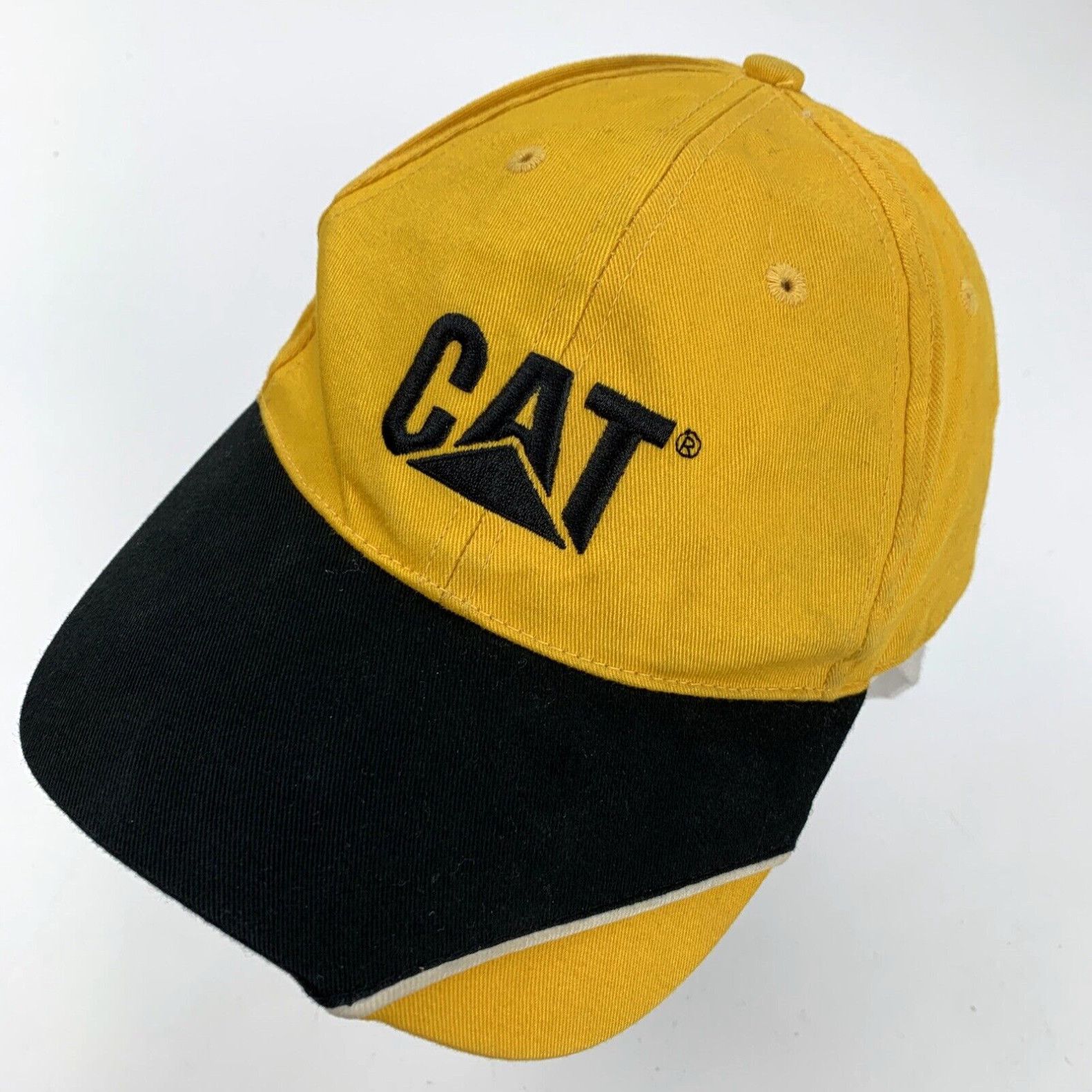 Vintage Caterpillar CAT Yellow Black Ball Cap Hat Adjustable Baseball ...