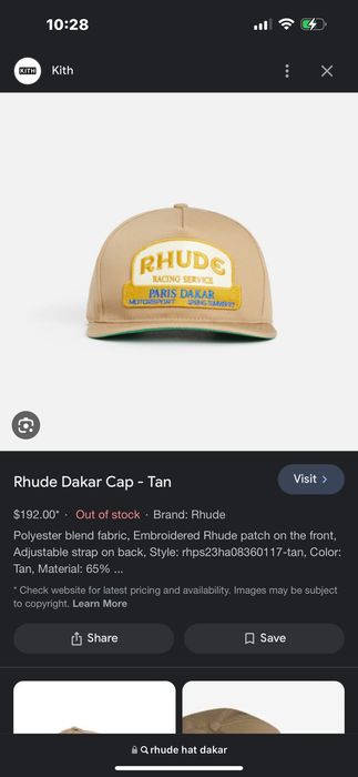 Rhude Rhude- tan Paris Dakar racing service hat | Grailed