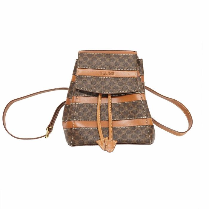 Celine CELINE Macadam Stripe Backpack PVC Leather Brown Mini Rucksack ...