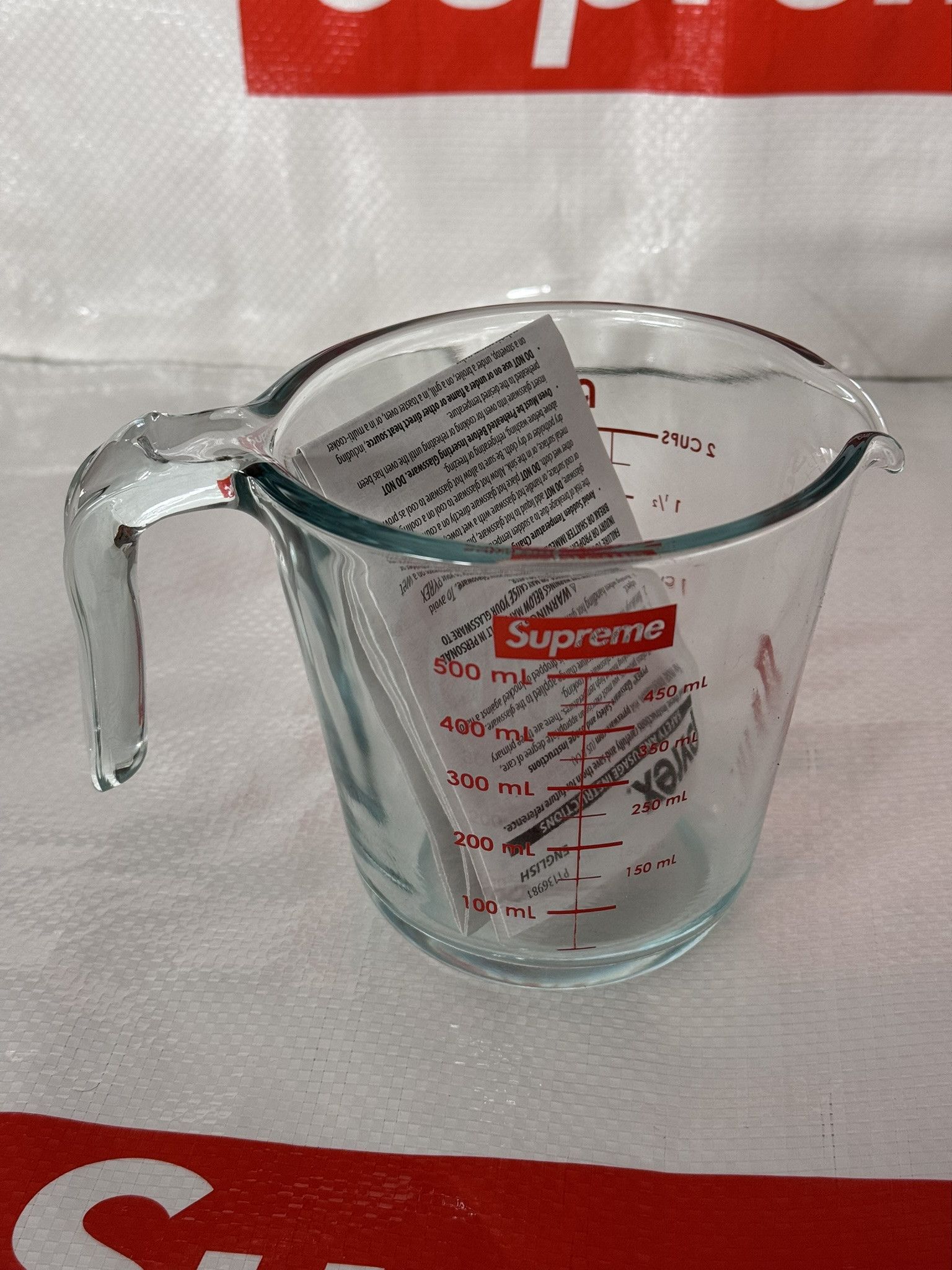 Supreme Supreme Pyrex 2 cup measuring cup clear w original box | Grailed