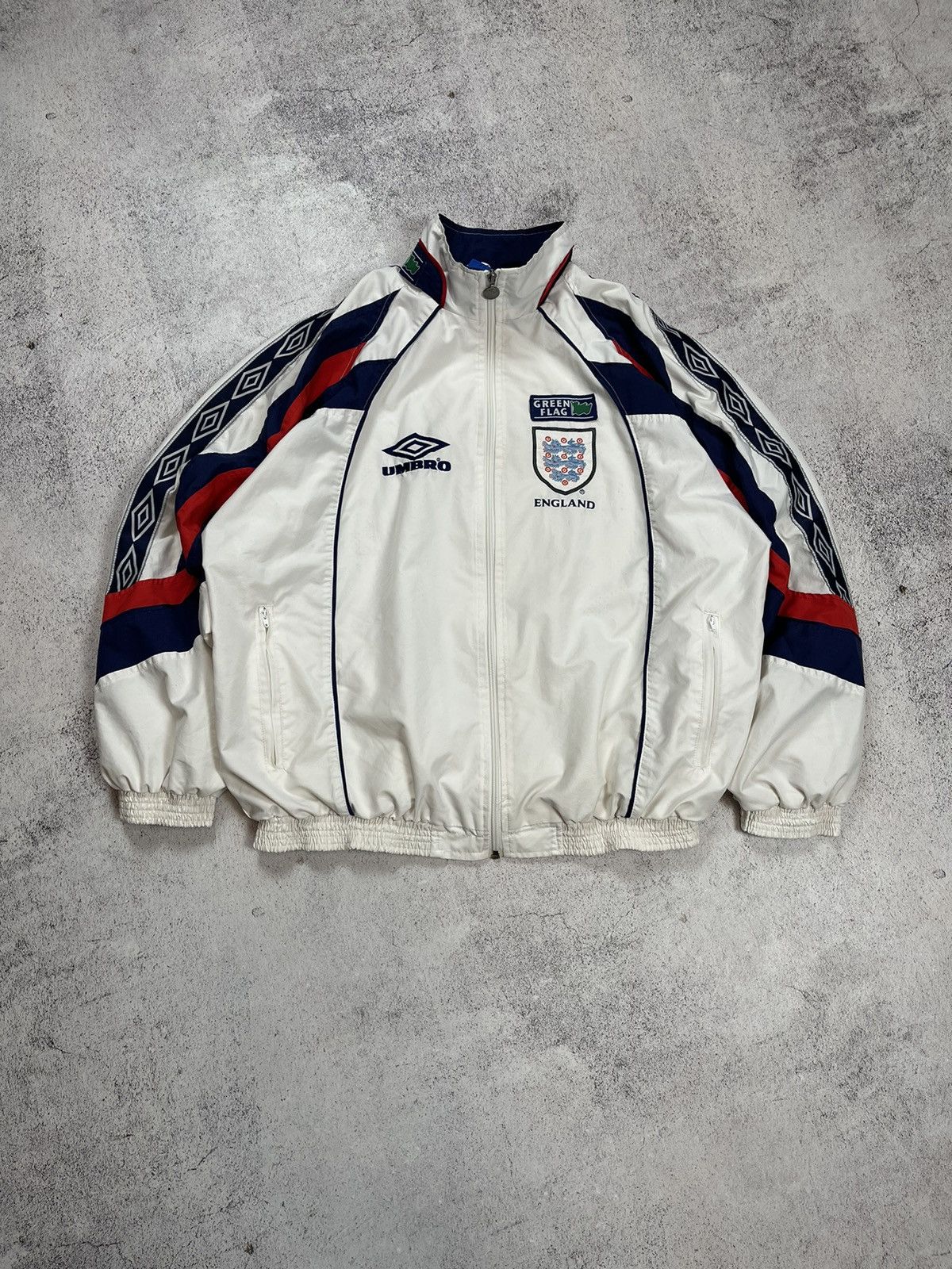 Umbro × Vintage Umbro England Green Flag Vintage Jacket 1998 Rare Size ...