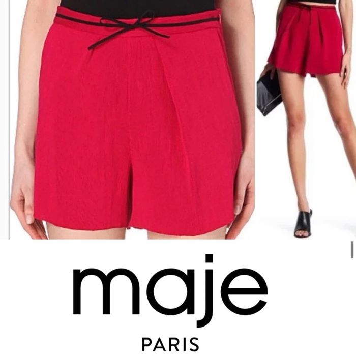 Maje Maje Paris $220 Shorts US 2 Iliad Micro-Pleat Cerise Pink | Grailed