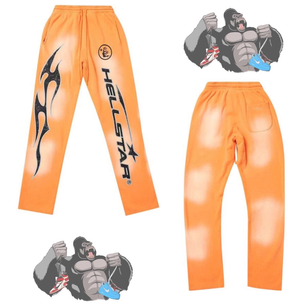 HELLSTAR Hellstar Fire Orange Flare Bottom Sweatpants Large | Grailed