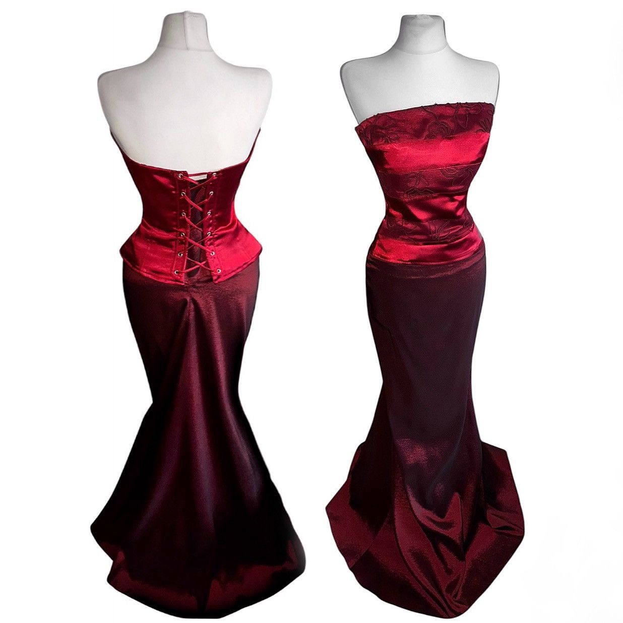 Vintage Iconic long red satin dress set | Grailed