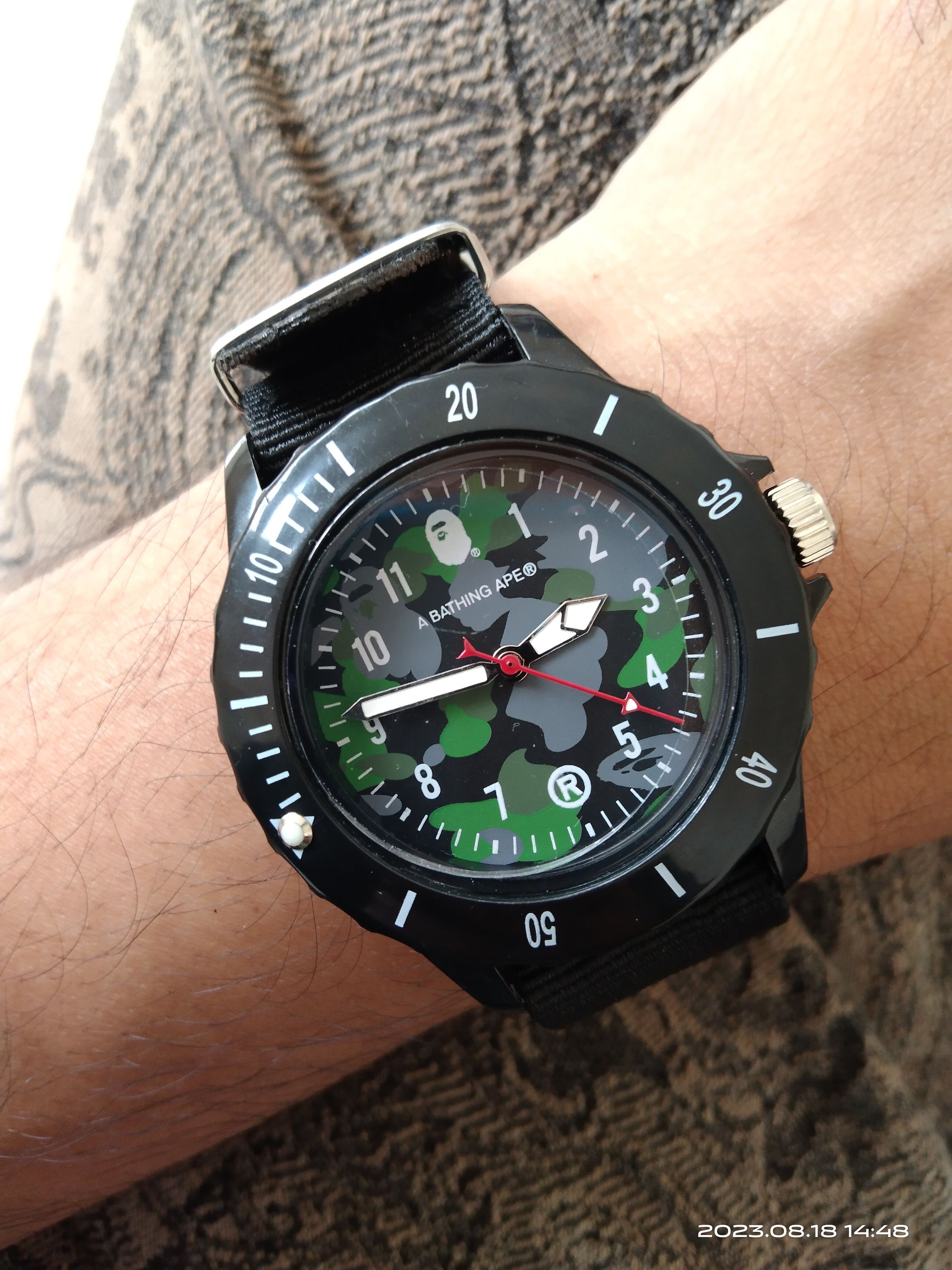 Bape A BATHING APE BLACK CAMO WATCH | Grailed