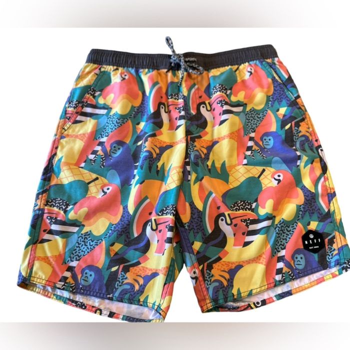 Neff Neff Large Unlined Swim Trunks Tropical Animal Print | Grailed
