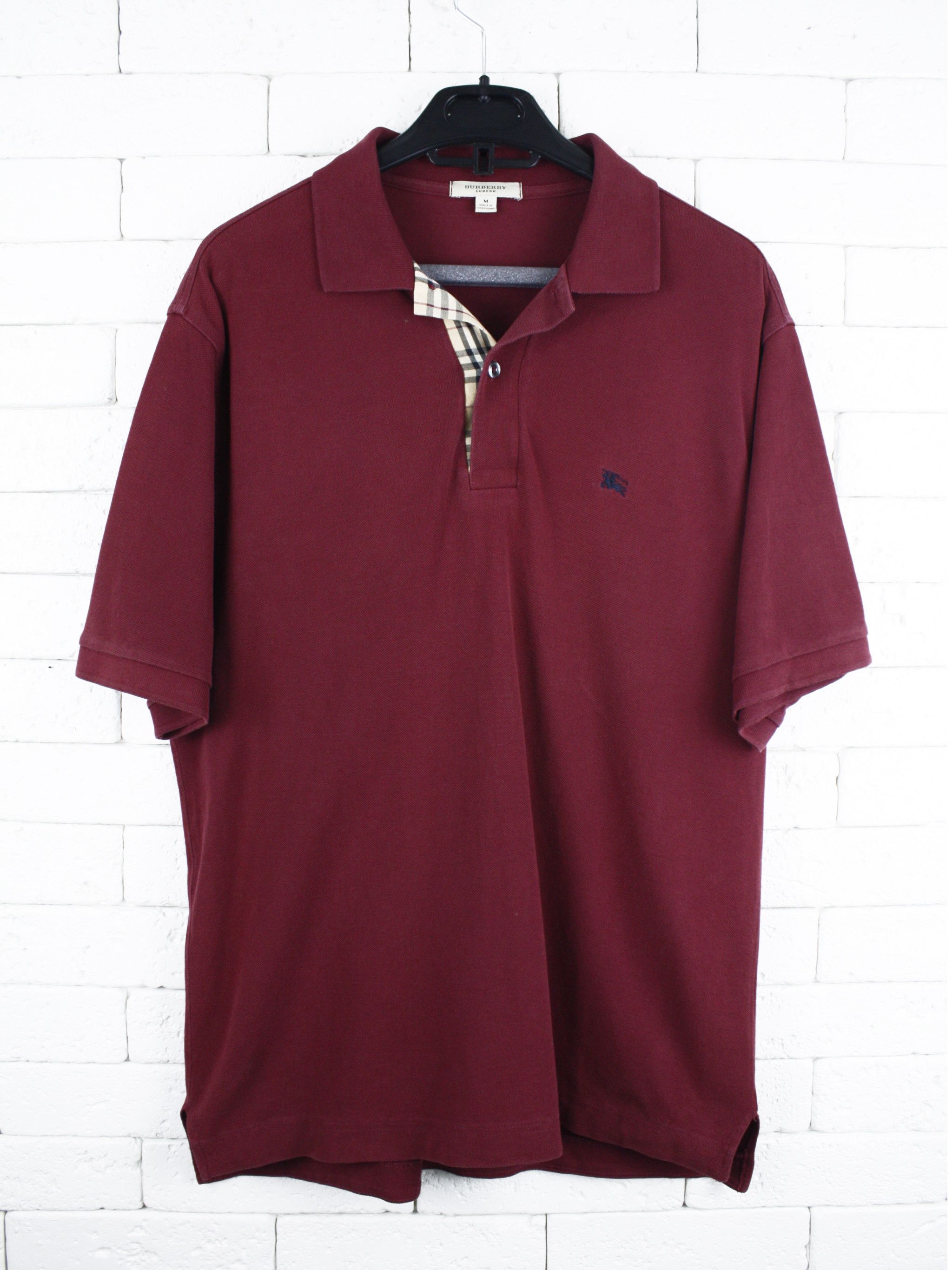 Burberry Burberry Polo Shirt Burgundy Nova Check Placket Vintage | Grailed