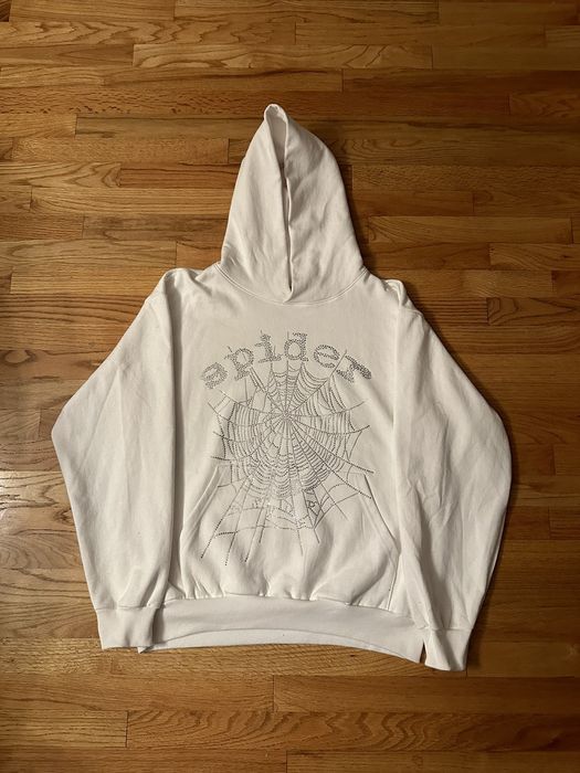 Spider Worldwide Sp5der White OG Rhinestone Logo Hoodie | Grailed