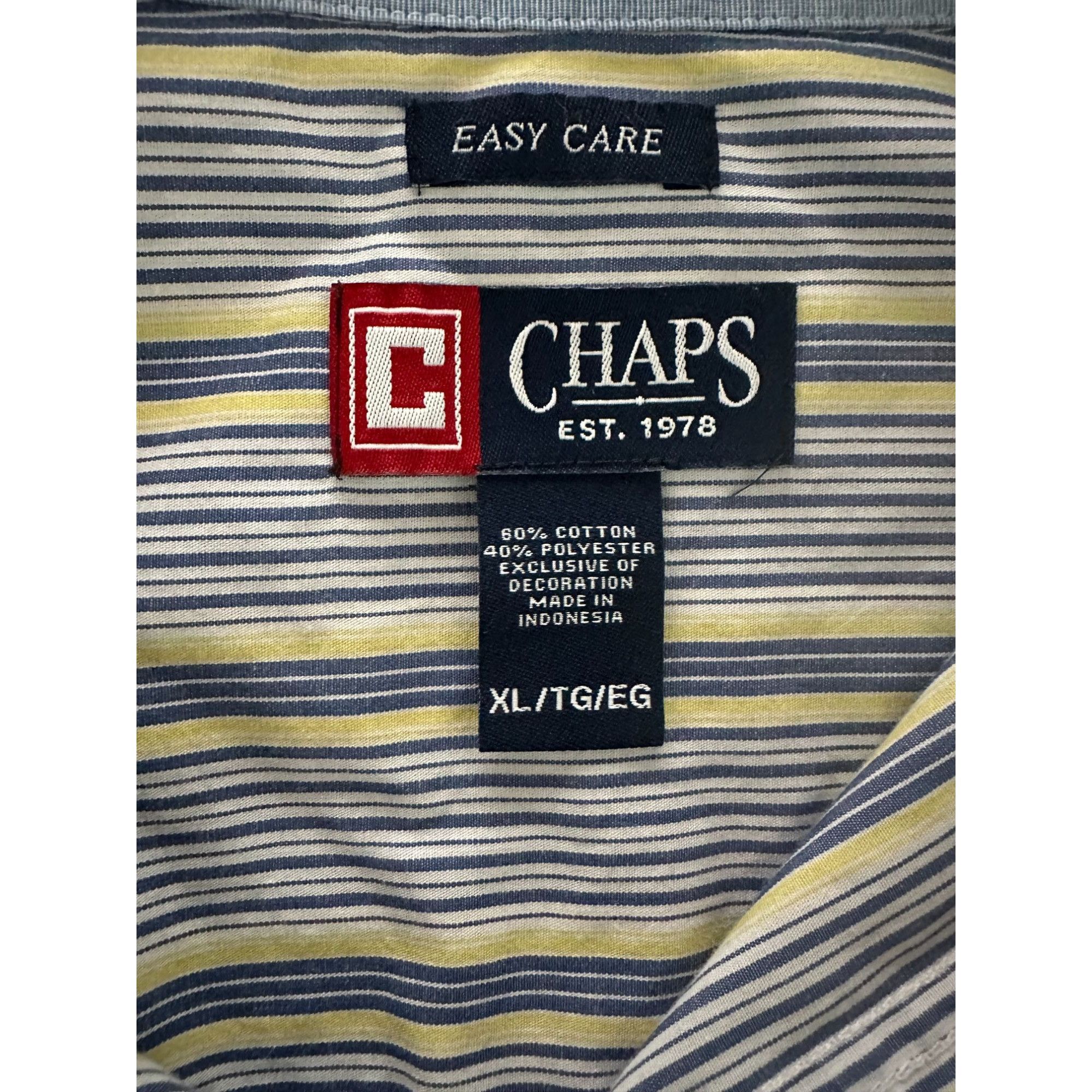 Chaps Chaps Mens Shirt Extra Large XL Striped Cotton Easy Care Blu ...