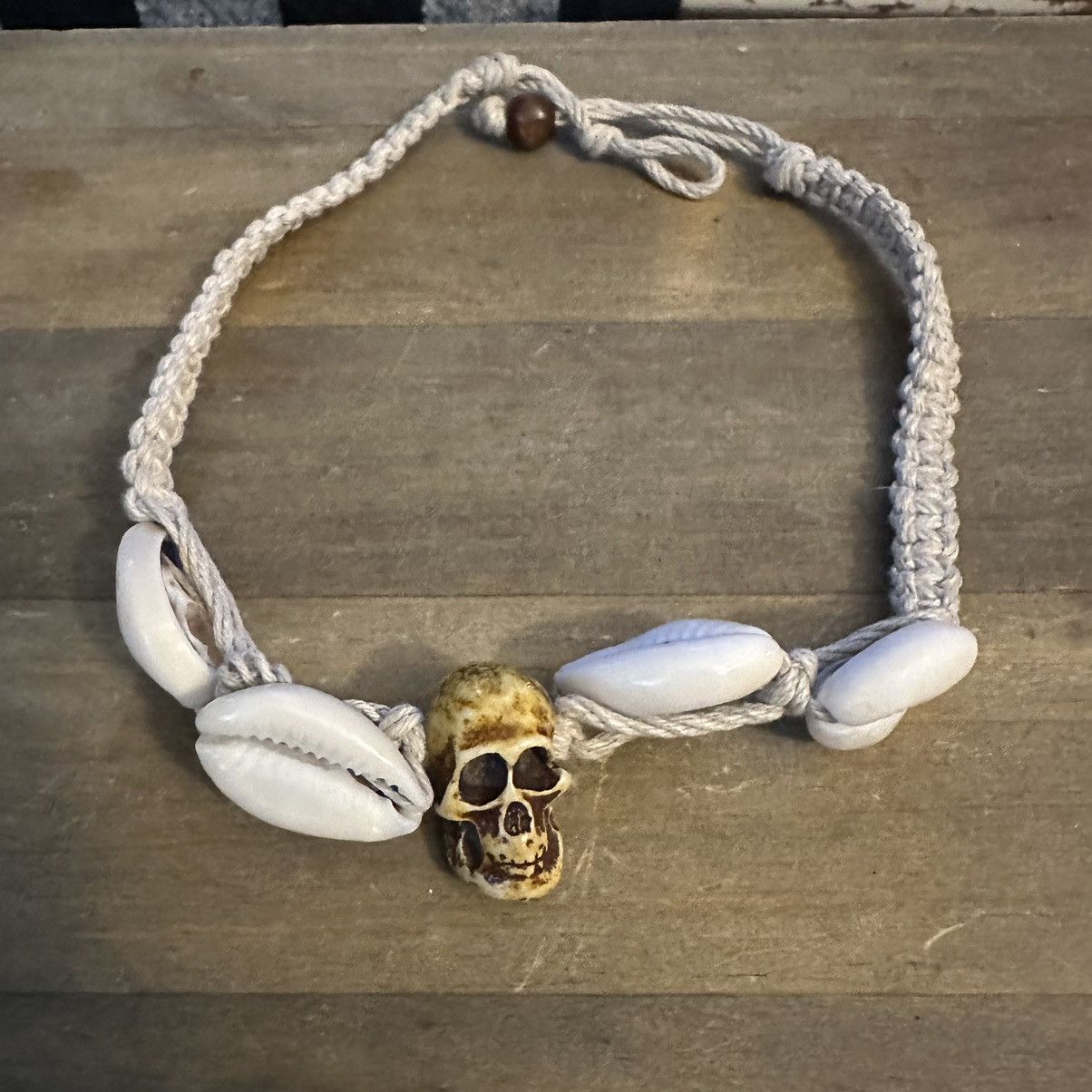 Other Seashell and skull macrame necklace | Grailed