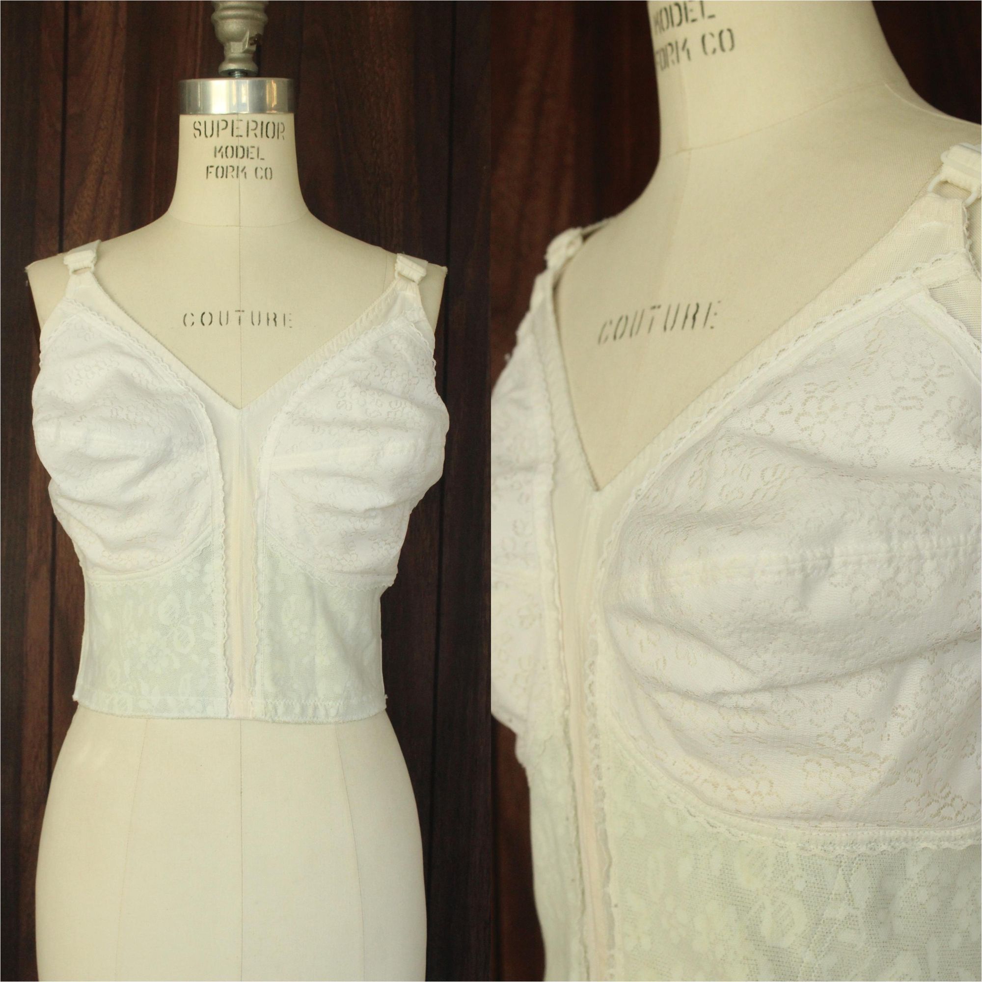 Vintage Vintage 1970s 1980s Bra, Volup Size 18 Hour Longline White 4 ...