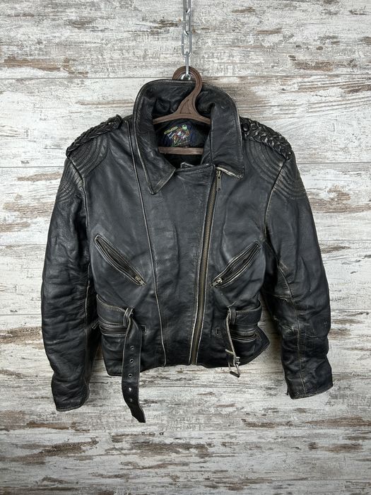 Vintage Mens Vintage Polo Leather Jacket punk rock style motorcycle ...